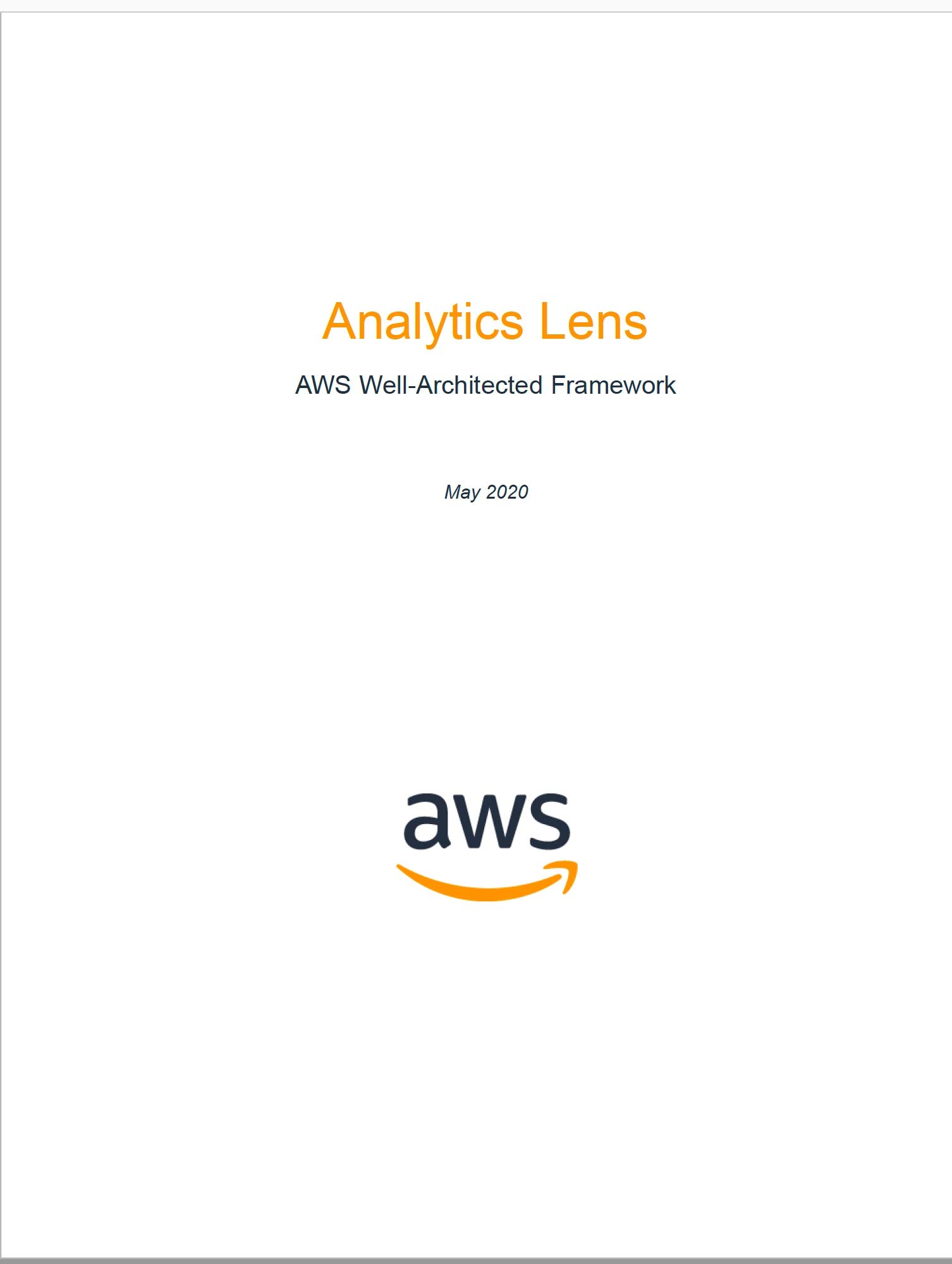 Analytics Lens: AWS Well-Architected Framework by AWS Whitepapers | Goodreads