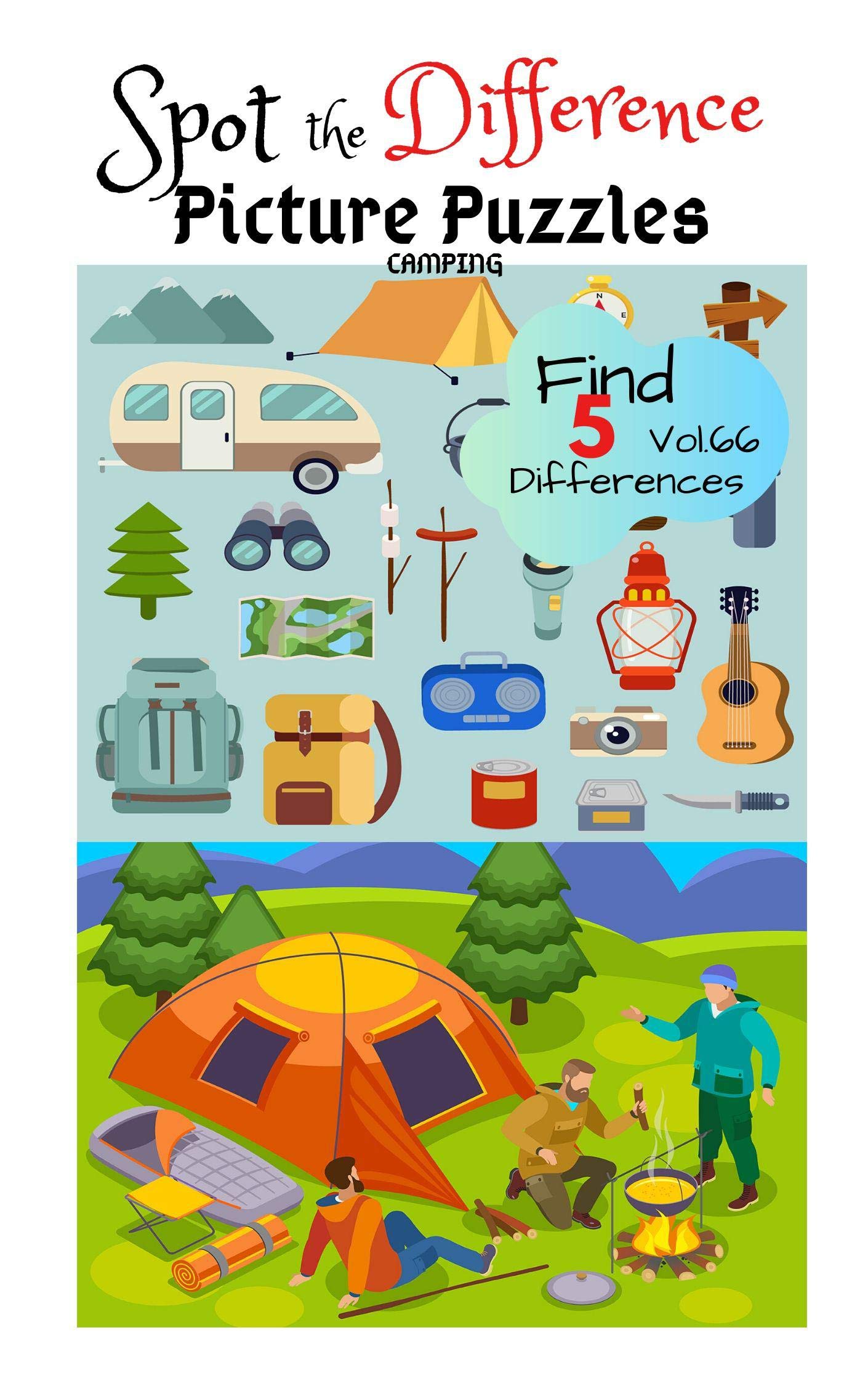 Spot the Difference Picture Puzzles "CAMPING " Find 5 Differences vol ...