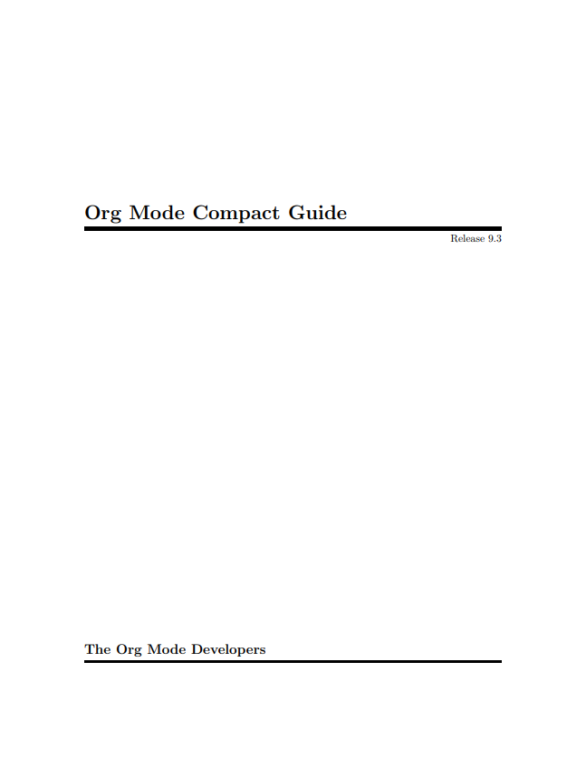 Org Mode Compact Guide Release 9.3 by The Org Mode Developers | Goodreads
