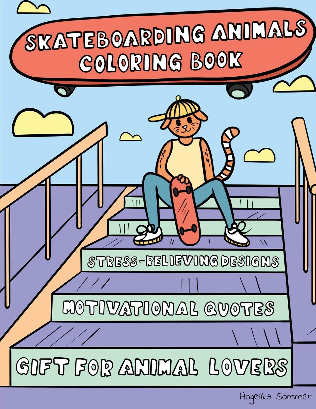 Skateboarding Animals Coloring Book: A Fun, Easy, And Relaxing Coloring ...