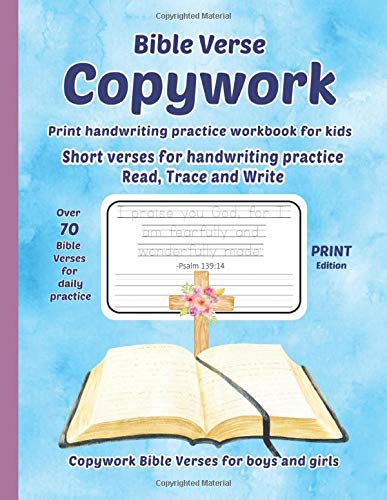 Bible Verse Copywork - PRINT handwriting practice workbook for kids ...
