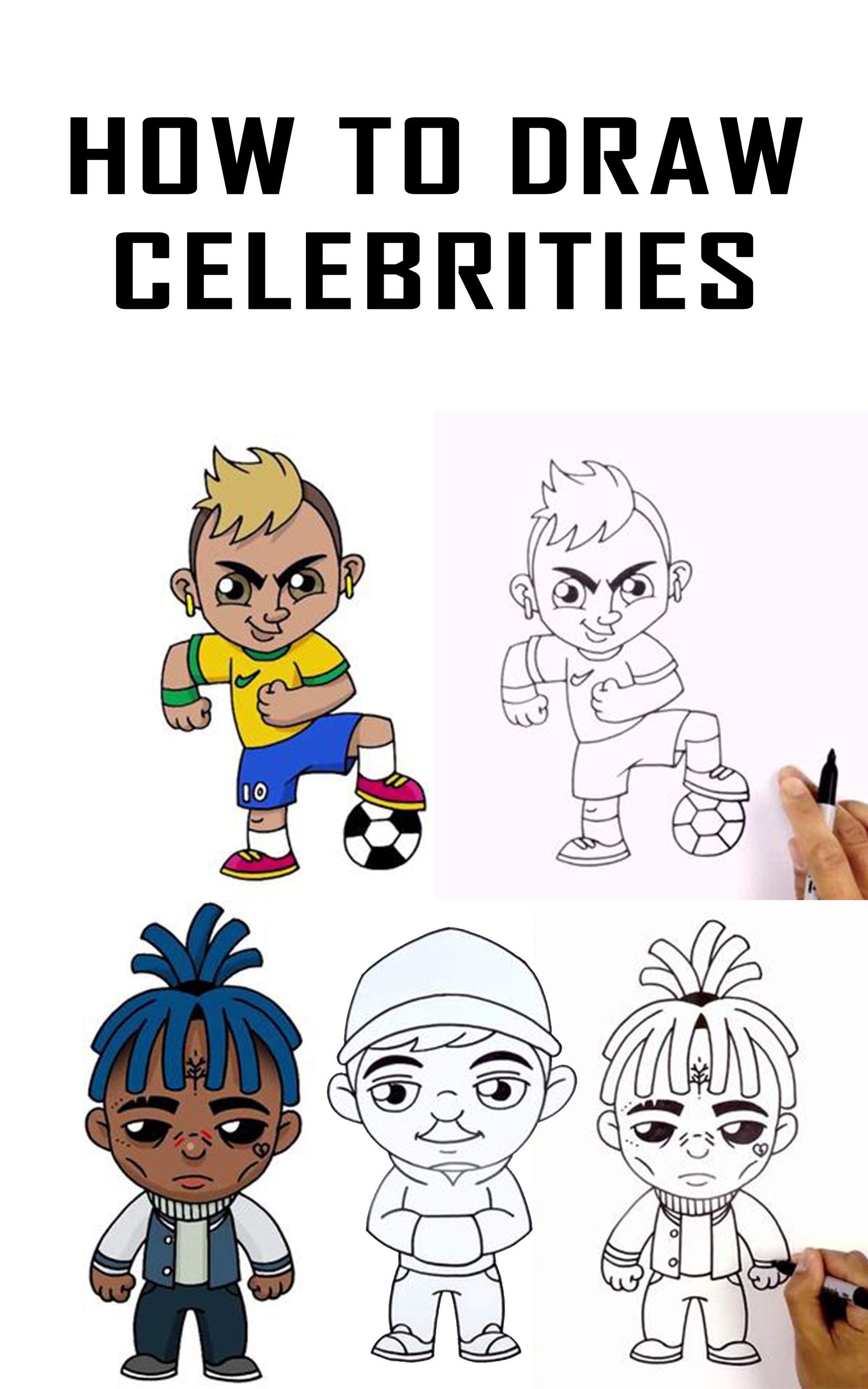 How to Draw Celebrities - Step by Step Draw characters Celebrities by ...
