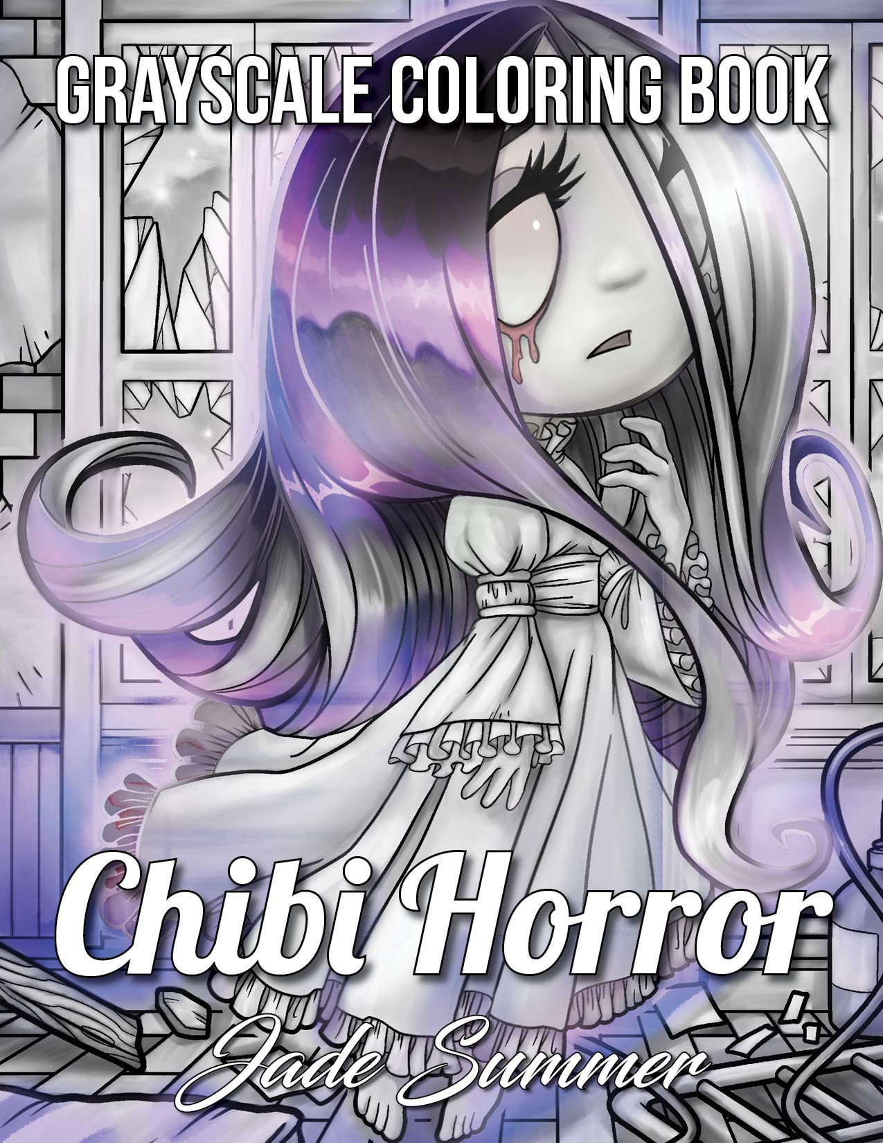 Chibi Girls Horror Grayscale: An Adult Coloring Book with Adorable ...