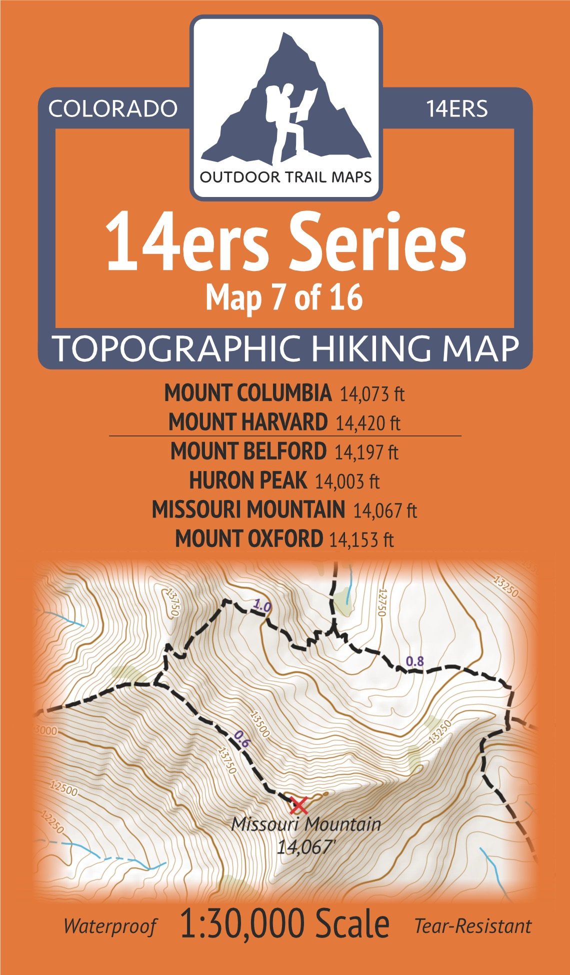 Colorado 14ers Maps Series 7 of 16 - Columbia, Harvard | Belford, Huron ...