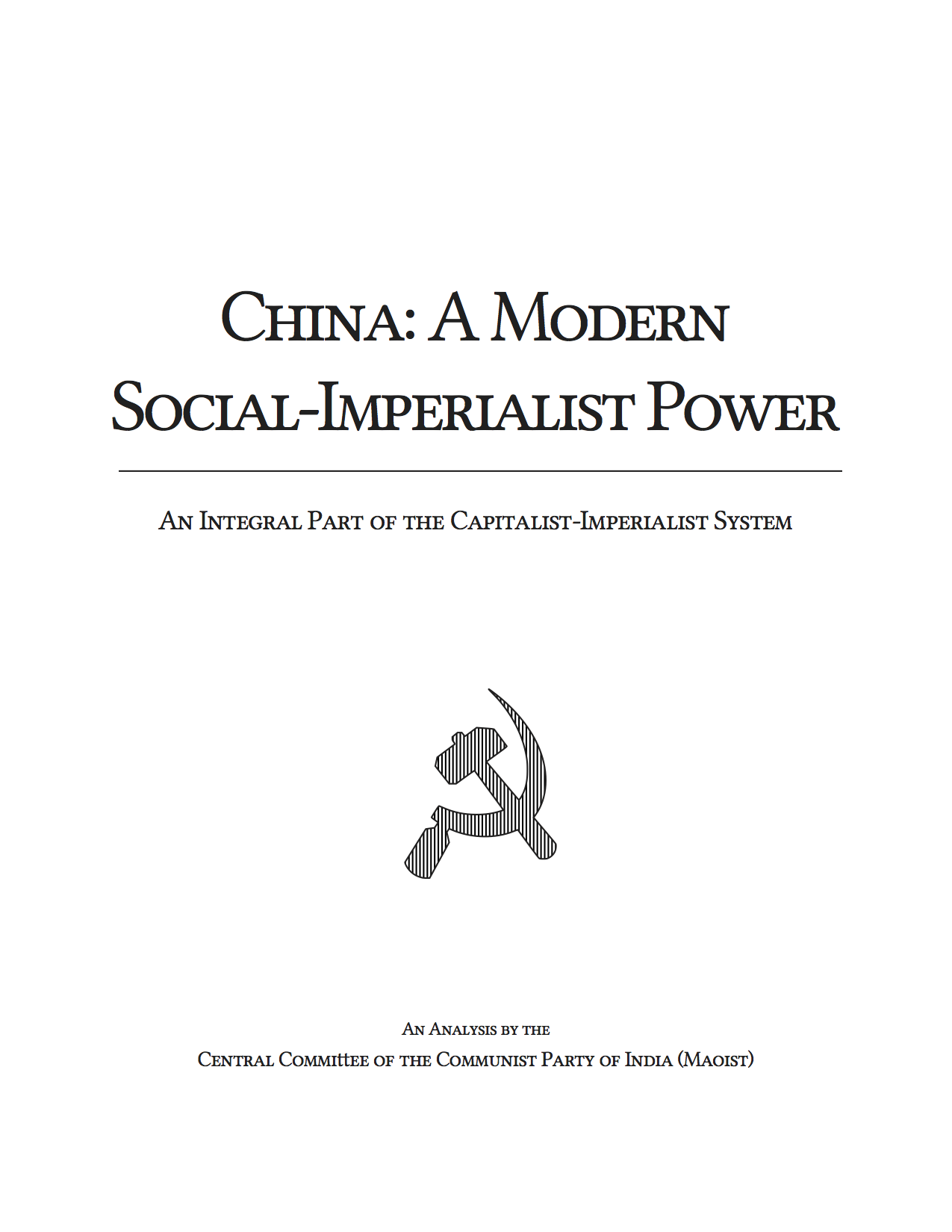 China: A Modern Social-Imperialist Power by Communist Party of India ...