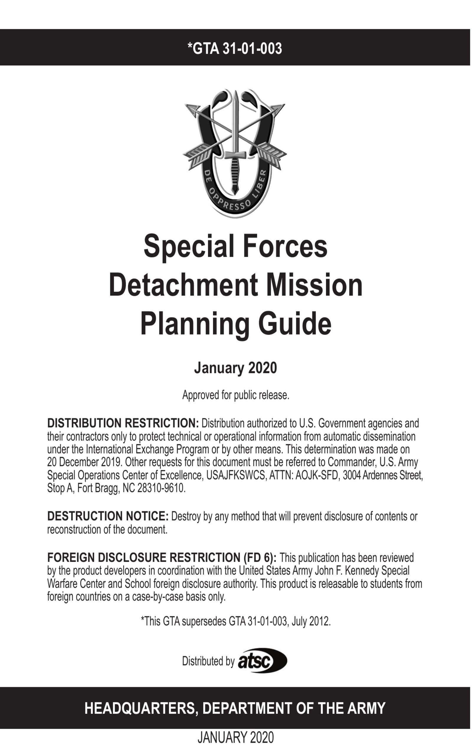 Special Forces Detachment Mission Planning Guide January 2020 by ...