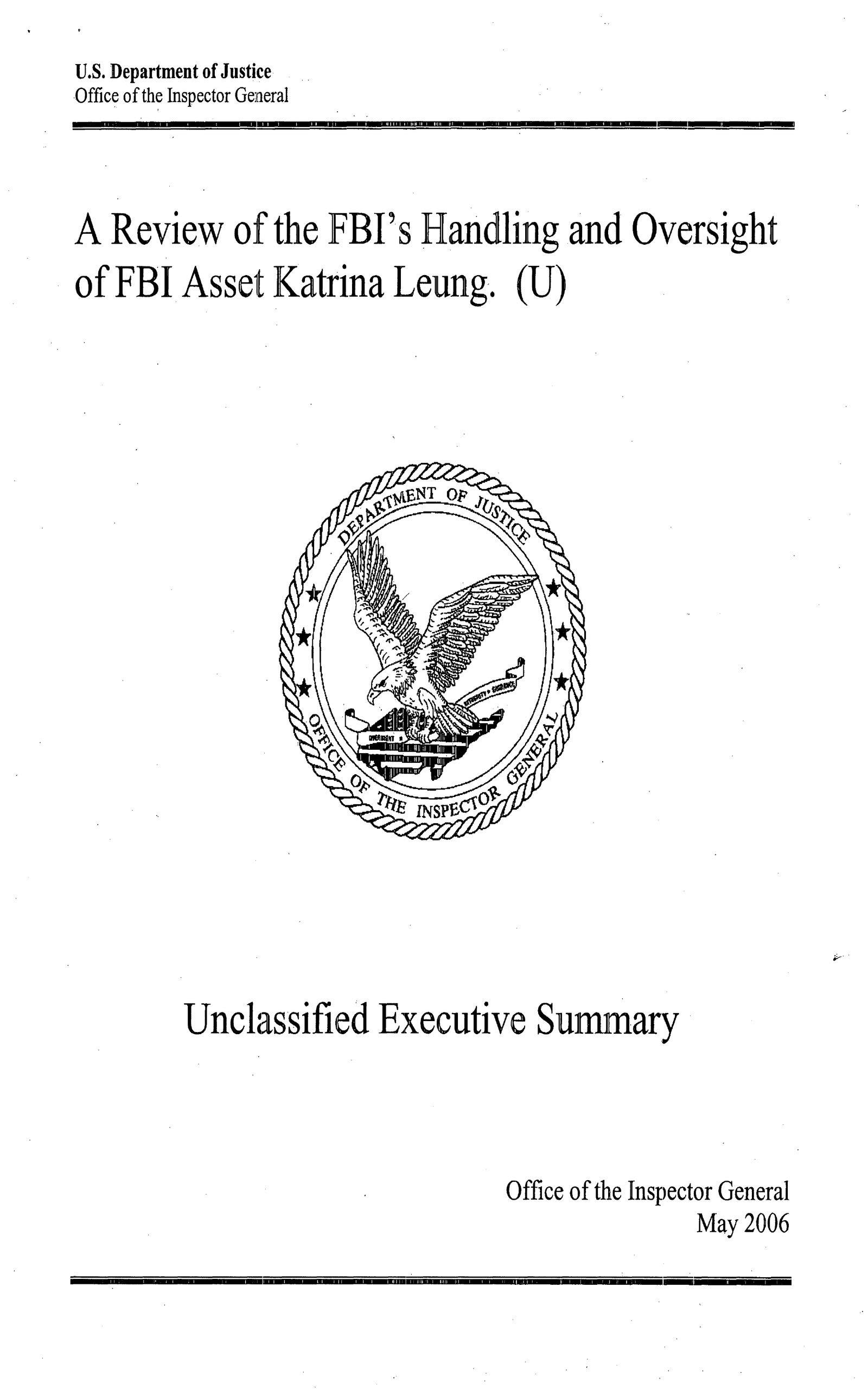 A Review of the FBI's Handling and Oversight of FBI Asset Katrina Leung ...