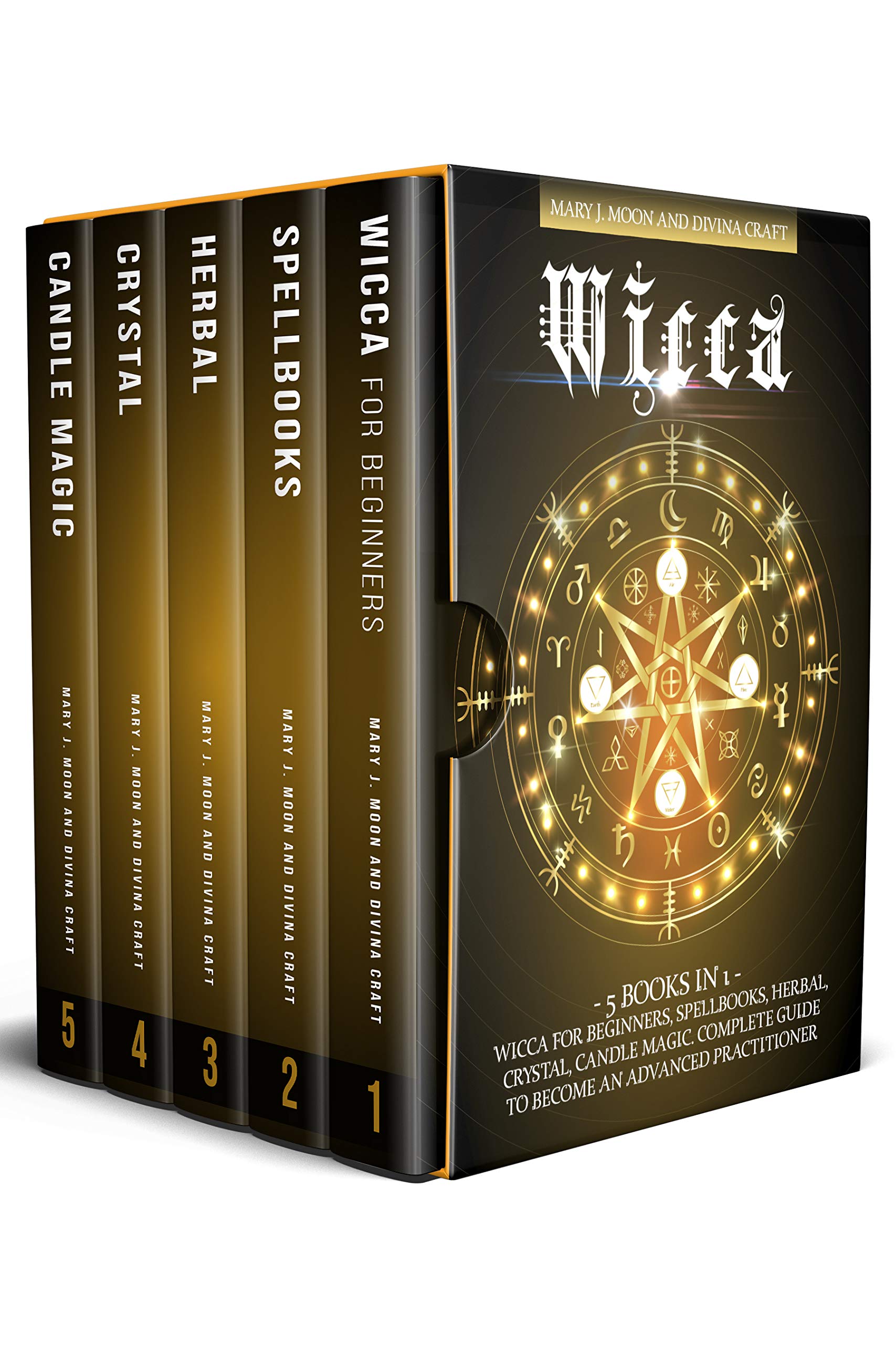 WICCA: 5 BOOKS IN 1: Wicca for Beginners, Spellbooks, Herbal, Crystal ...
