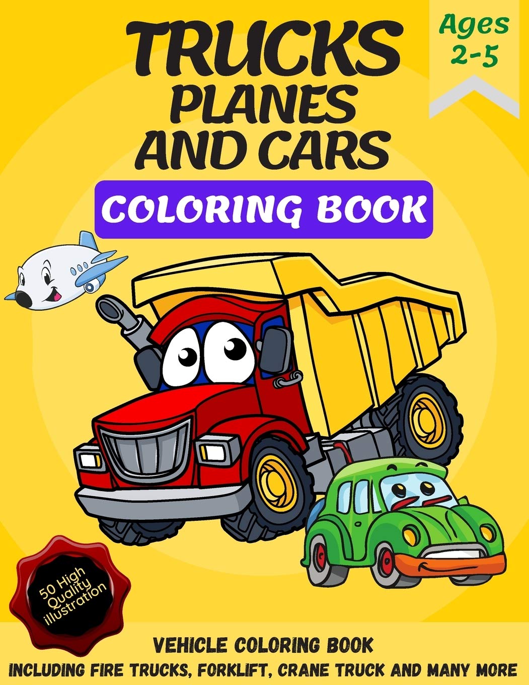 Trucks, Planes and Cars Coloring Book: Amazing Trucks coloring book for ...