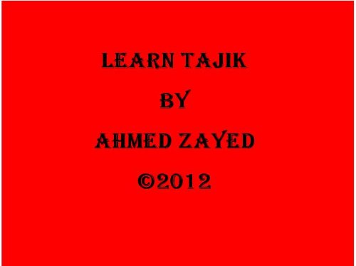 Learn Tajik by Ahmed Zayed | Goodreads