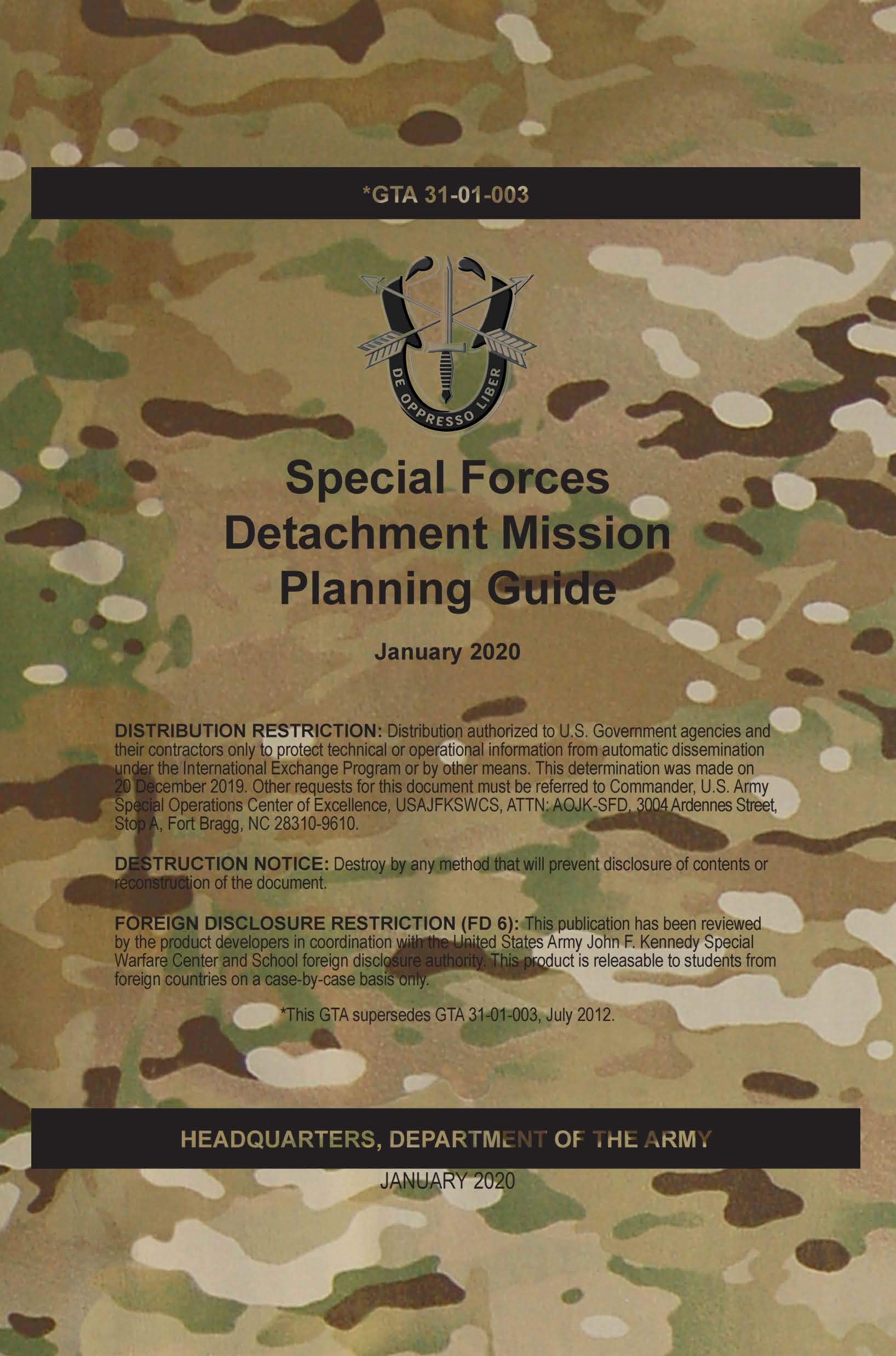 GTA 31-01-003 Special Forces Detachment Mission Planning Guide: January ...