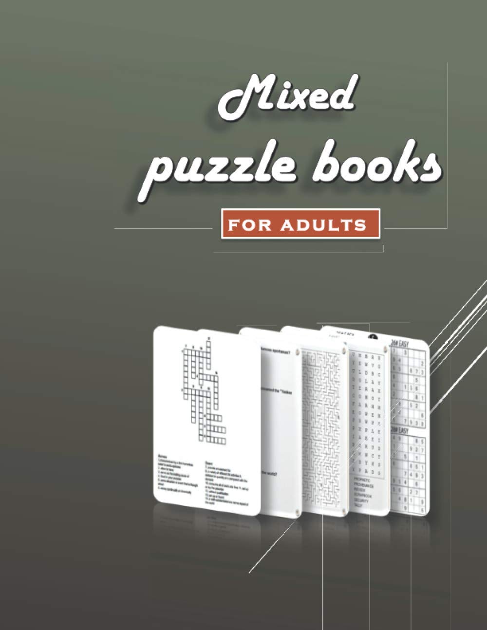 Mixed puzzle books for adults: word search, sudoku ,mazes , crosswords and Trivia 8,5”x11” 110 ...