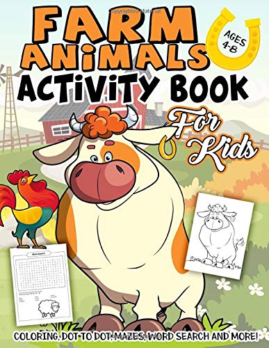 Farm Animals Activity Book for Kids Ages 4-8: A Fun Kid Workbook Game ...