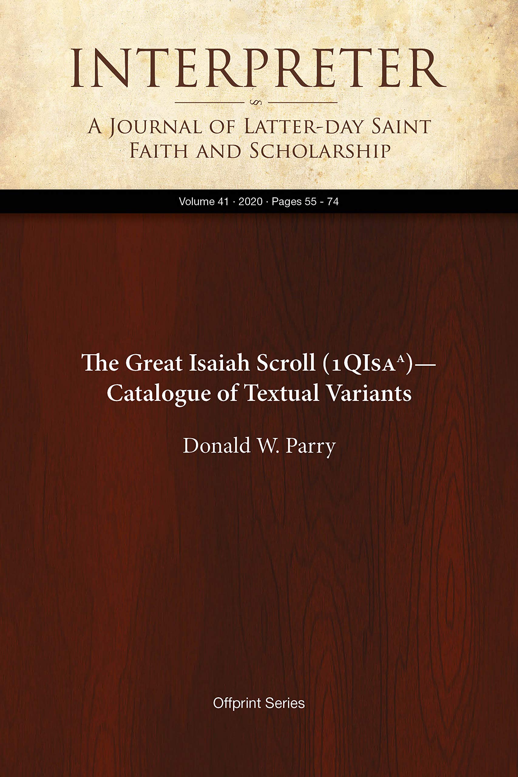 The Great Isaiah Scroll (1QIsaa)—Catalogue of Textual Variants by ...