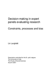 Decision-making in expert panels evaluating research: Constraints ...