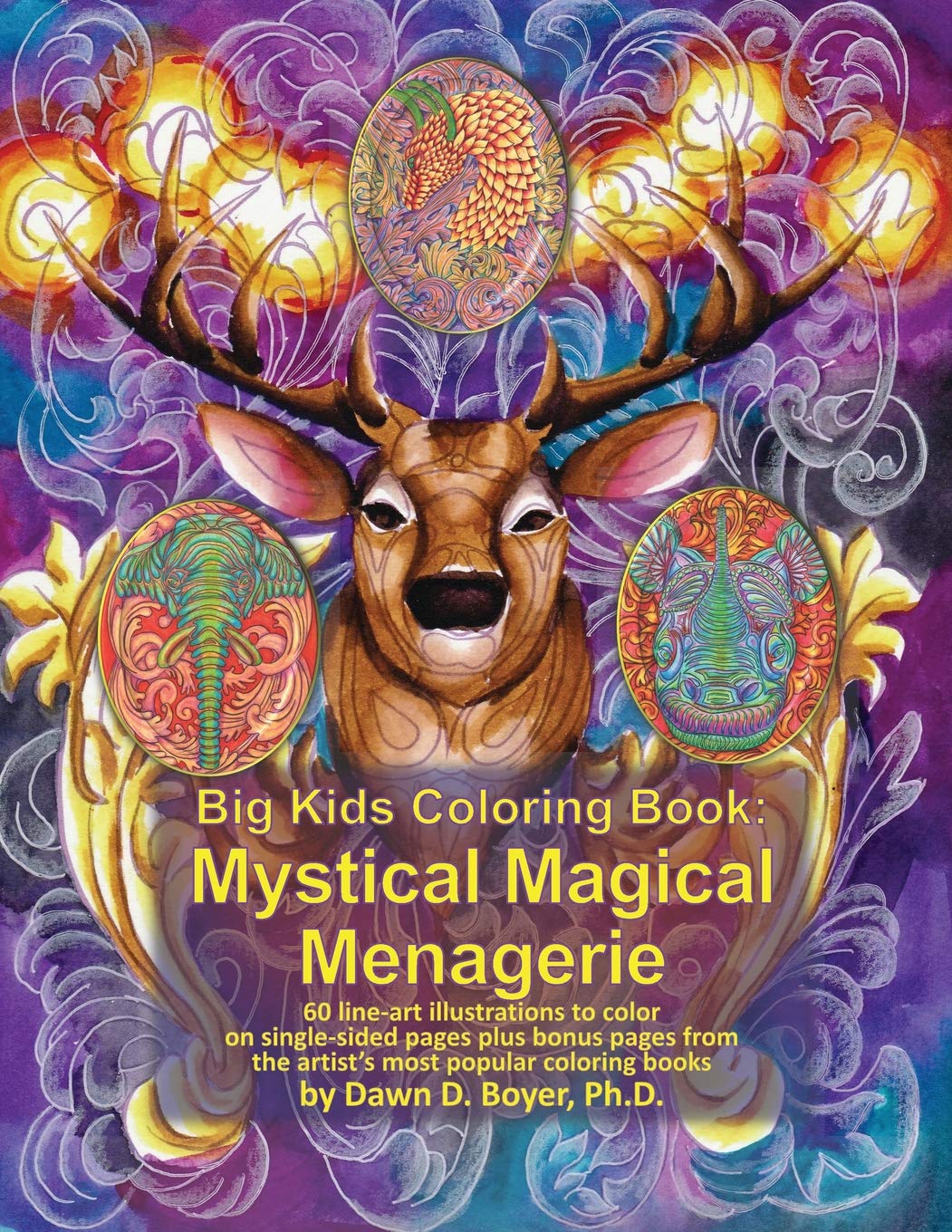 Big Kids Coloring Book: Mystical Magical Menagerie: 60 line-art ...