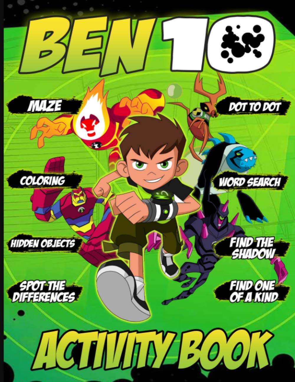 Ben 10 Activity Book: Stress-Relief Find Shadow, Maze, Spot Differences ...