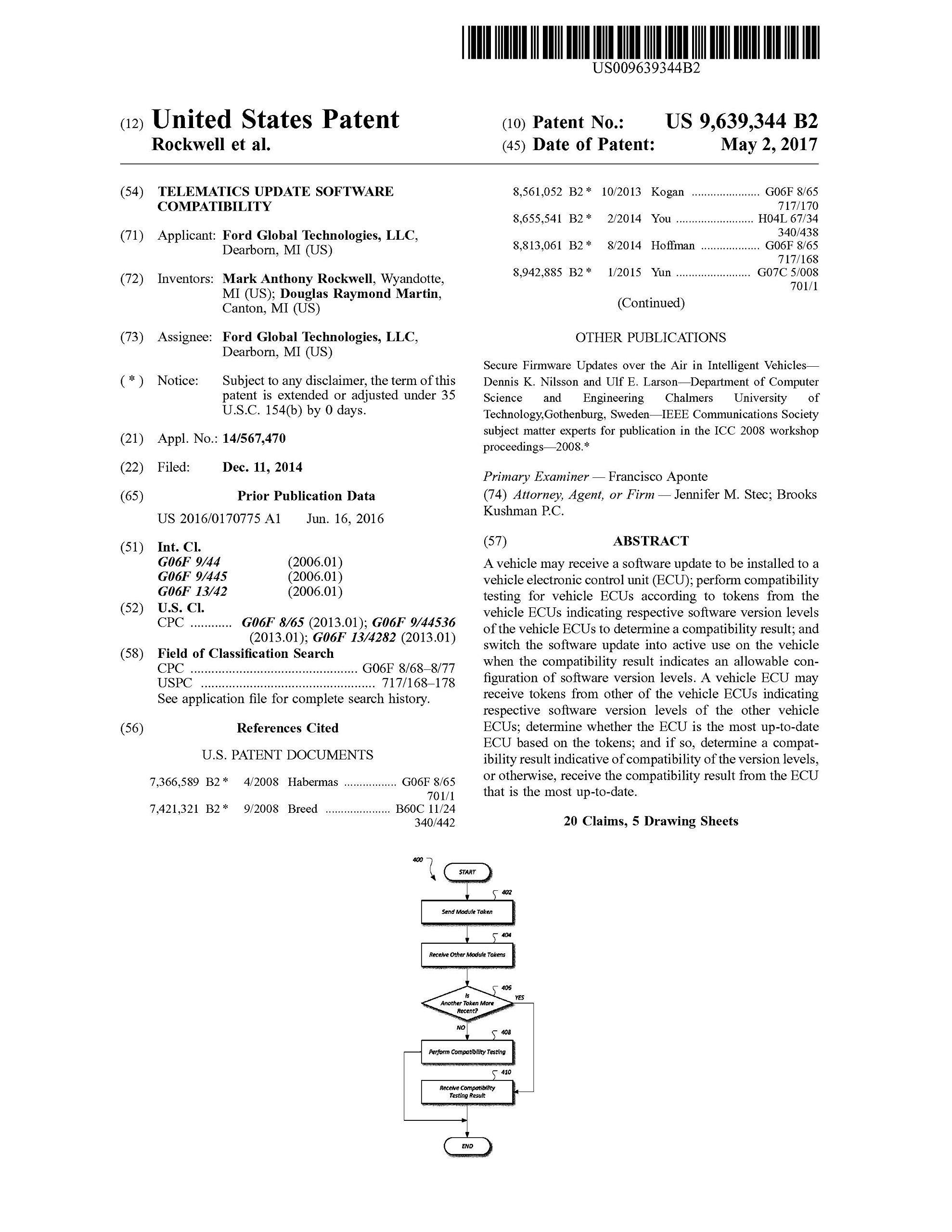 Telematics Update Software Compatibility: United States Patent 9639344 ...