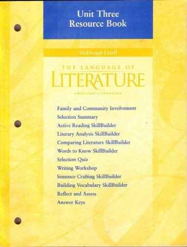 The Language of Literature: American Literature: Unit Three Resource ...
