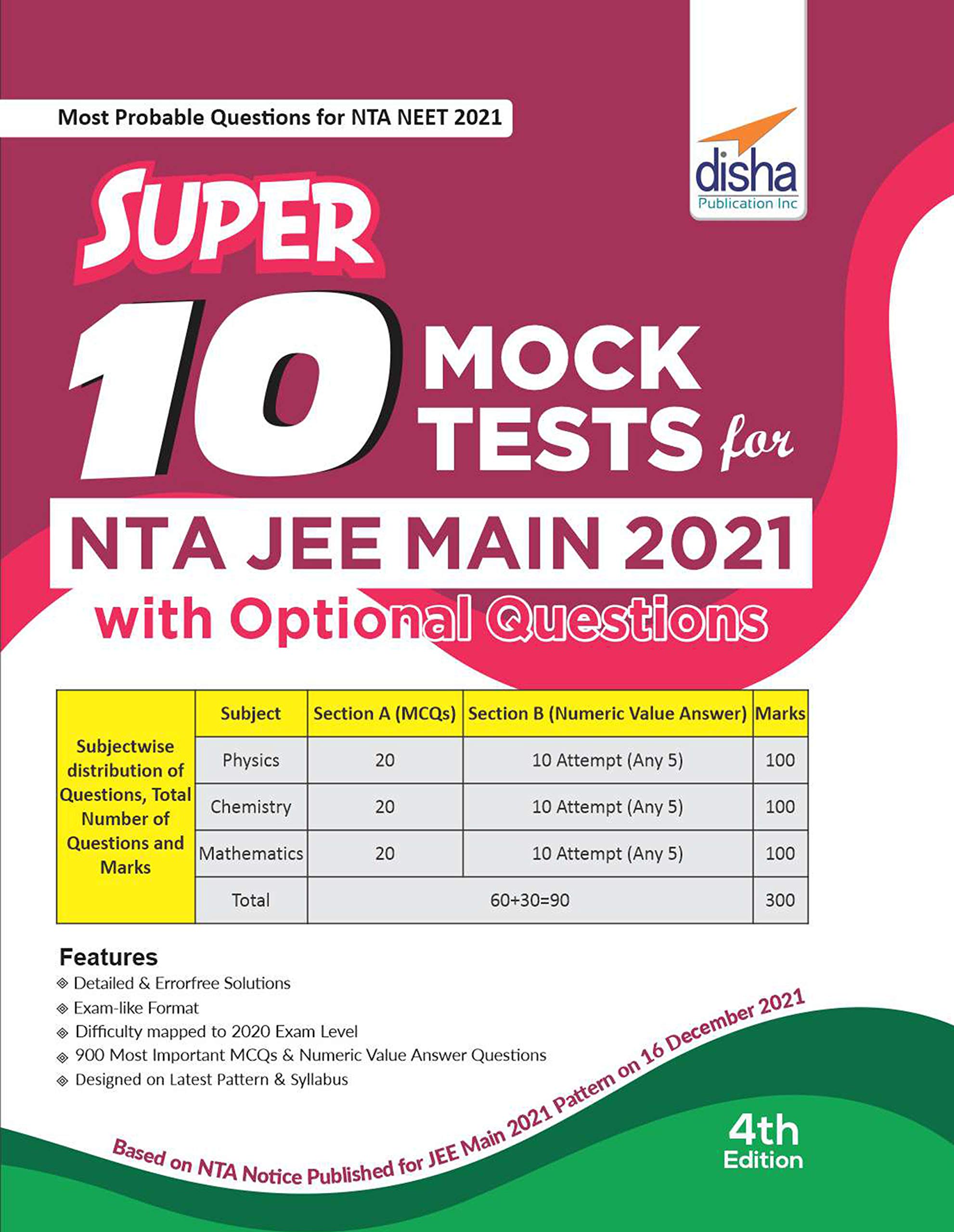 Super 10 Mock Tests for NTA JEE Main 2021 with Optional Questions - 4th ...