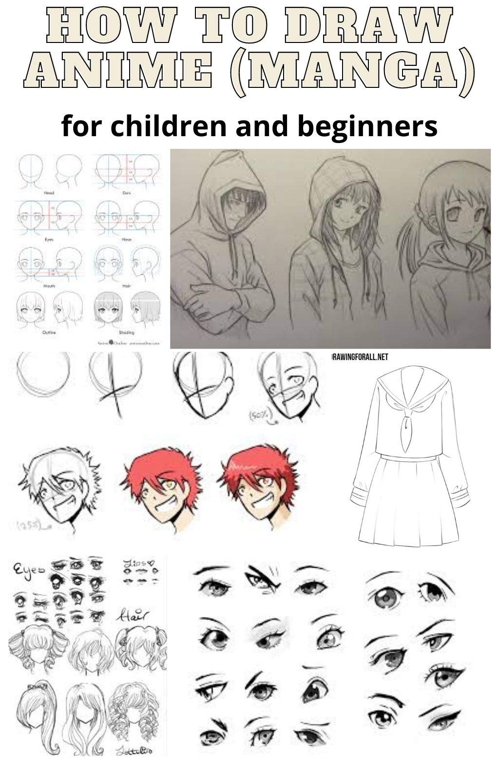 How To Draw anime (manga) for kids and Beginners Step-by-Step Drawings ...