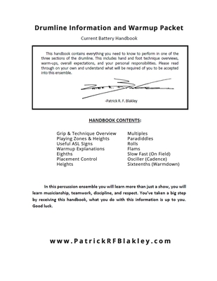 Drumline Information and Warmup Packet by Patrick R.F. Blakley | Goodreads