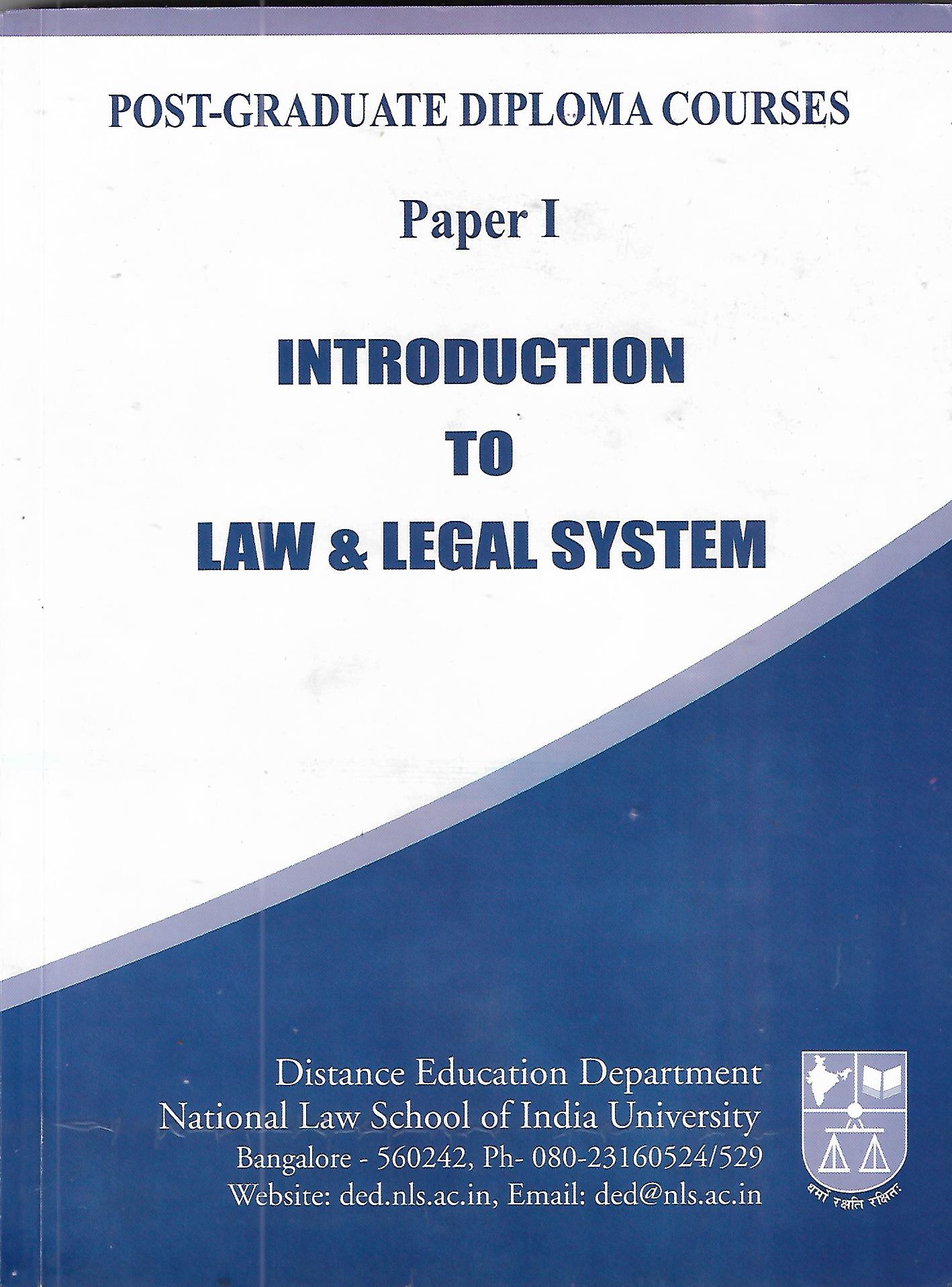 Introduction to Law & Legal System by National Law School of India ...