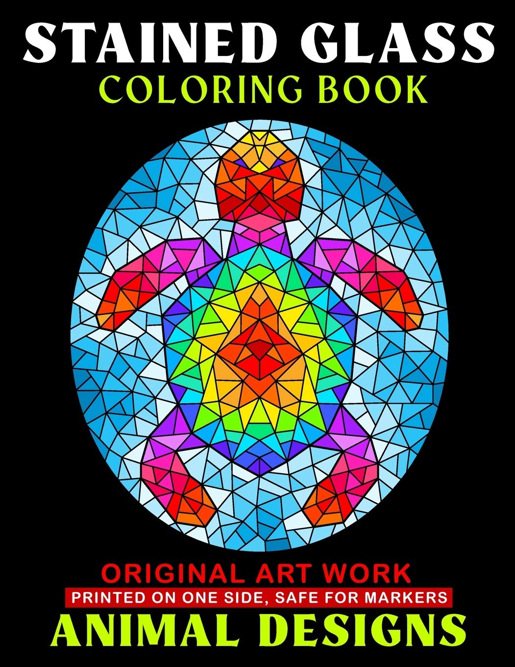 Animals - Stained Glass Coloring Book: Stress Relieving Animal Designs ...