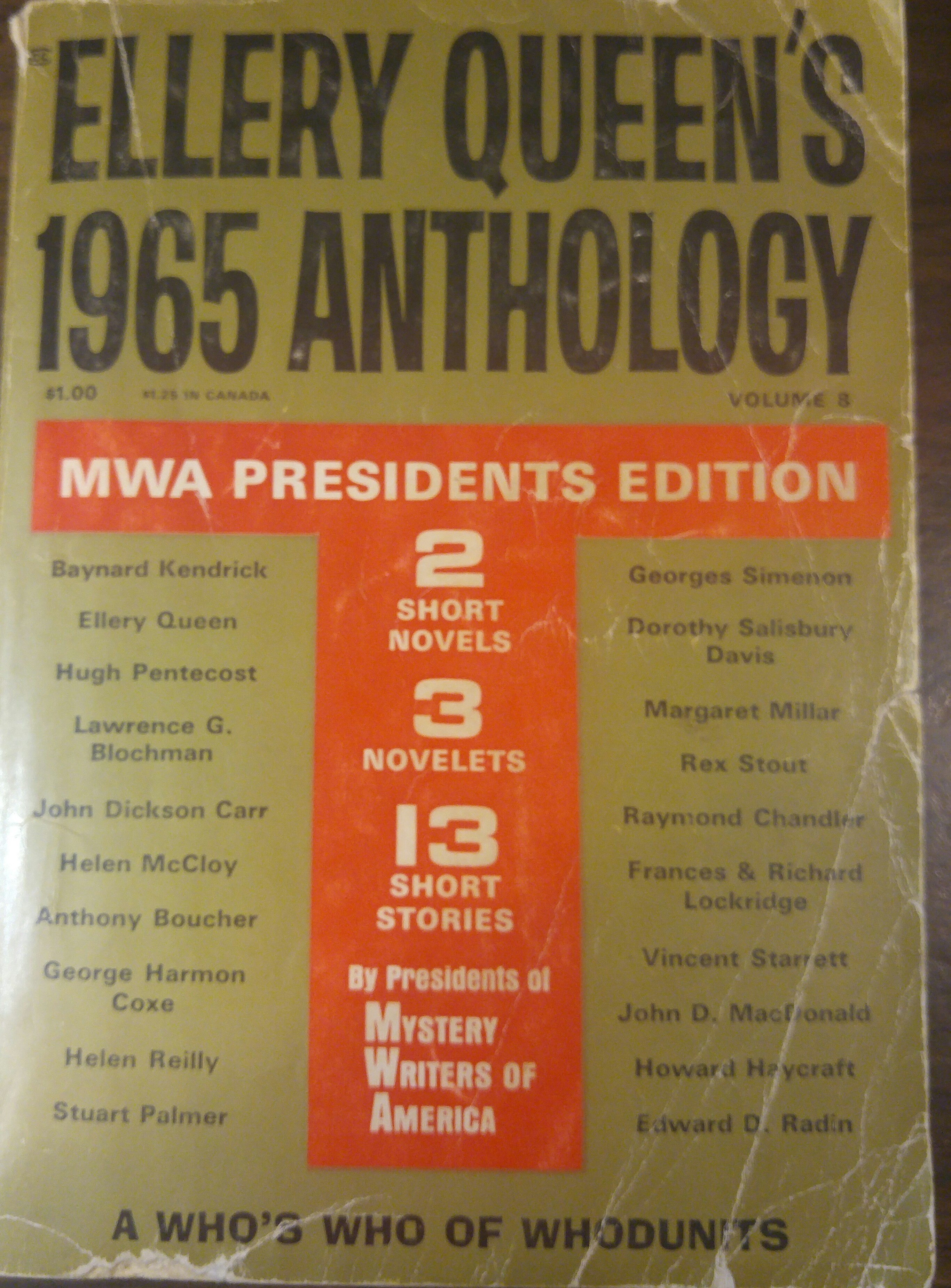 Ellery Queen's 1965 Anthology, MWA President's Edition by Ellery Queen ...