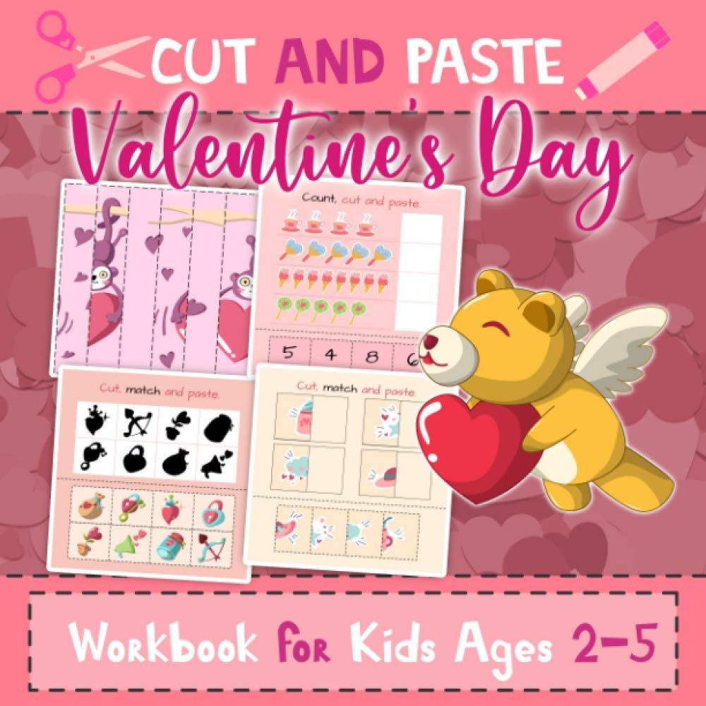 Valentine's Day Cut and Paste Workbook for Kids Ages 2-5: Practice ...