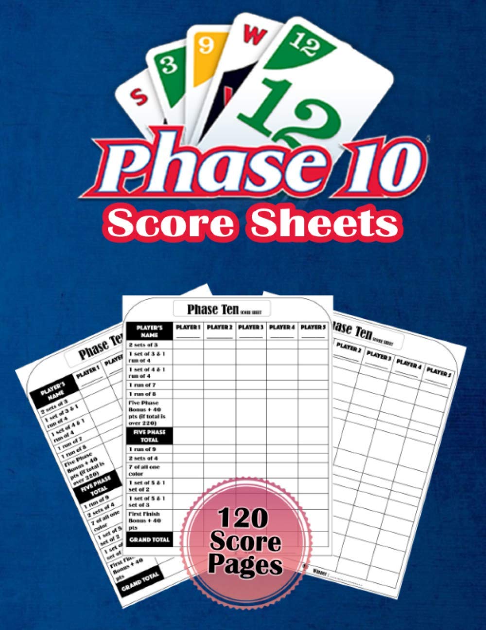 Phase 10 Score Sheets: Phase 10 Score Cards | 120 Large Score Pads for ...