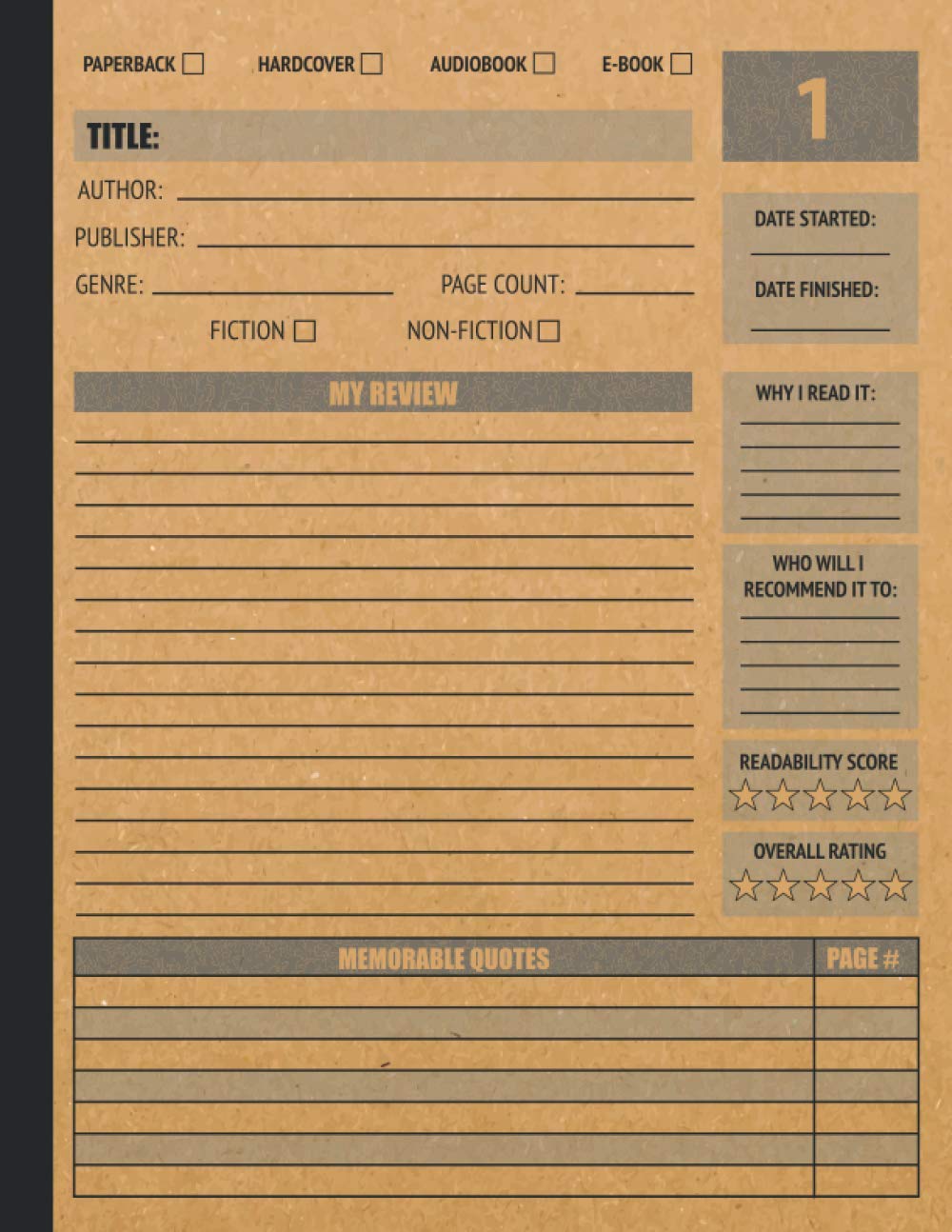 Reading Log: Basic | Reading Log Journal | Book Review Journal for Book ...