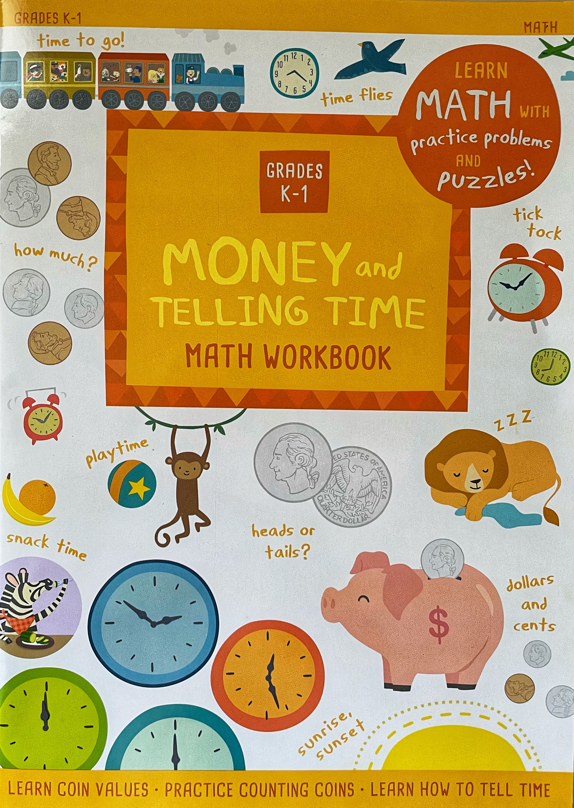 Money and Telling Time: Math Workbook Grades K-1 by Bendon Publishing ...
