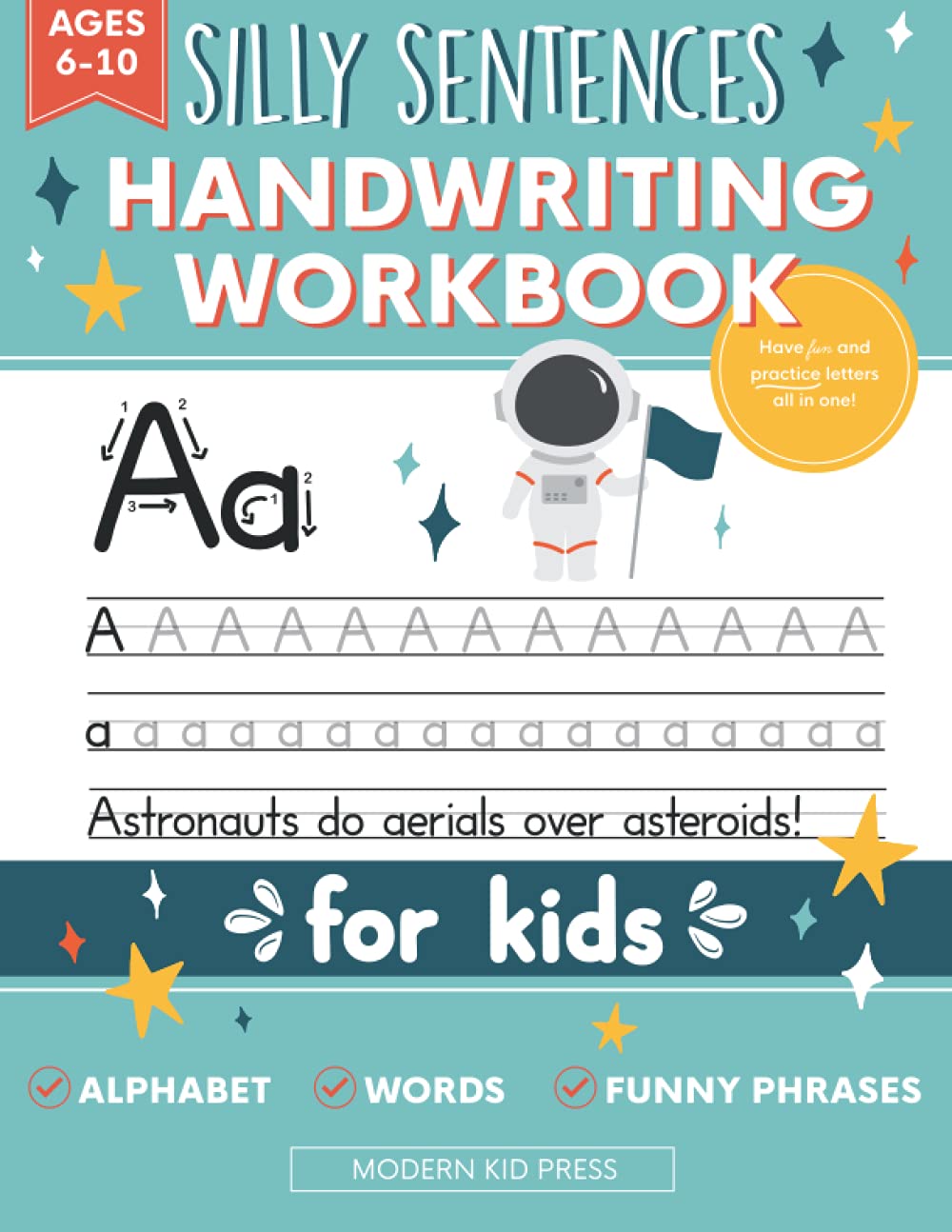 Handwriting Practice Book for Kids (Silly Sentences): Penmanship and ...