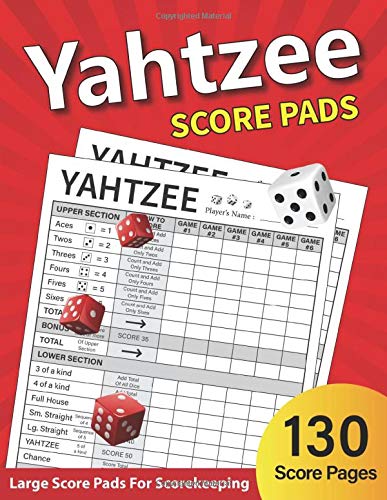 YAHTZEE SCORE PADS: 130 Score Sheets For Scorekeeping | Yahtzee Score ...