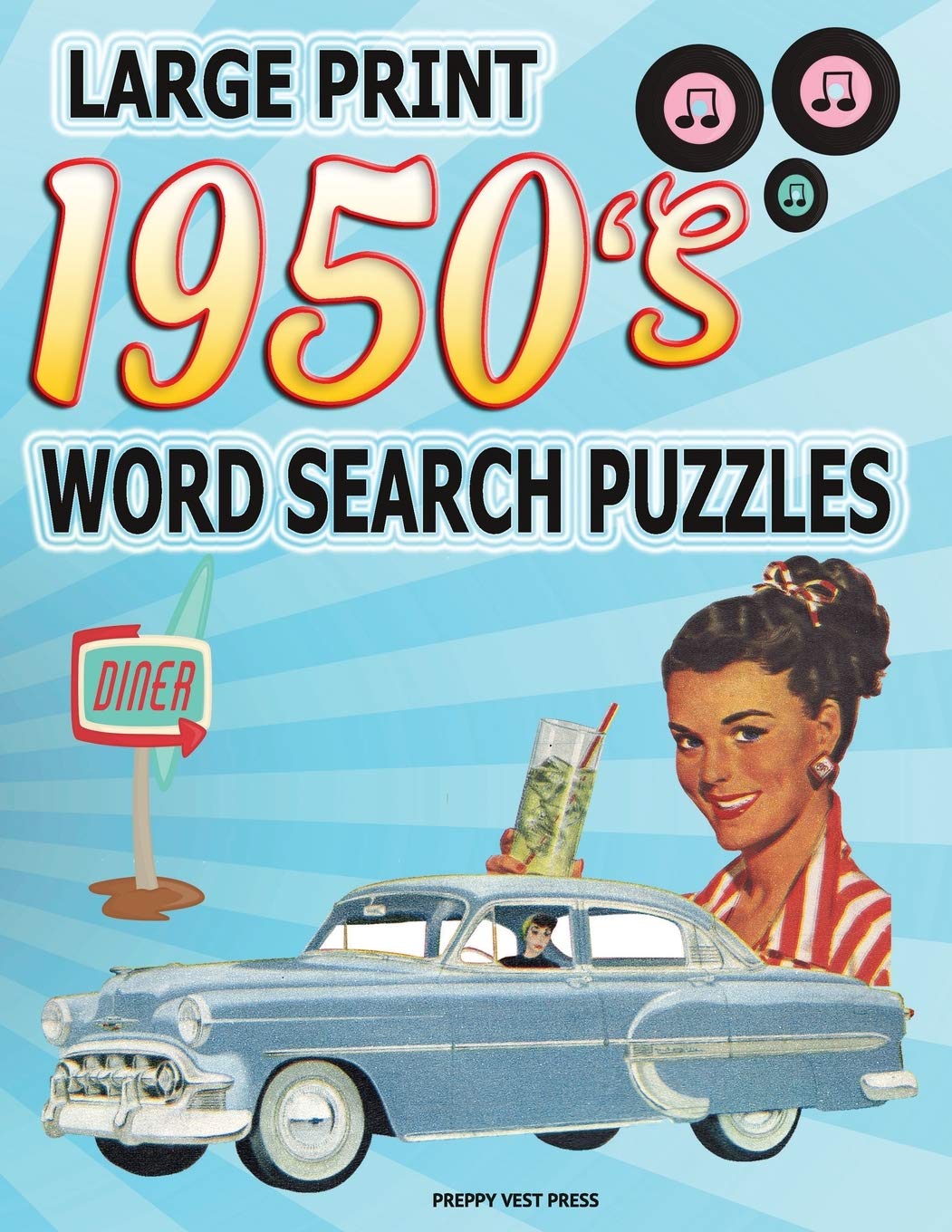 1950s Word Search Puzzle Book: Large Print Circle Word Activities ...
