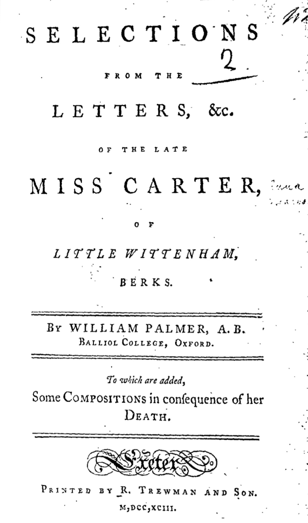 Selections from the letters, &c of the late Miss Carter by Anna Maria ...