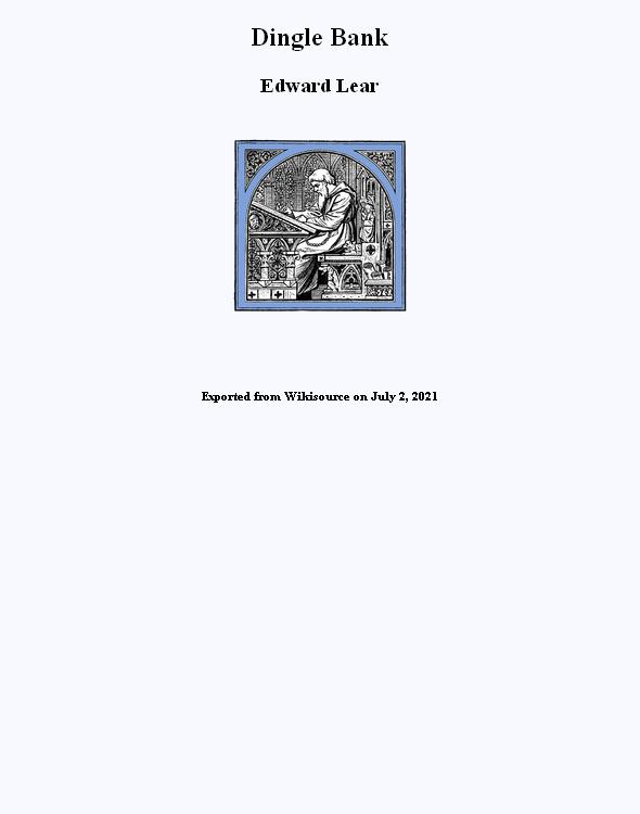 Dingle Bank by Edward Lear | Goodreads