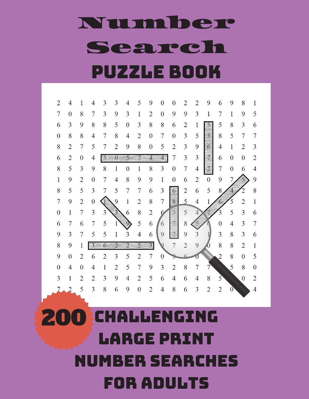 Number Search Puzzle Book: 200 Challenging Large Print Number Searches ...