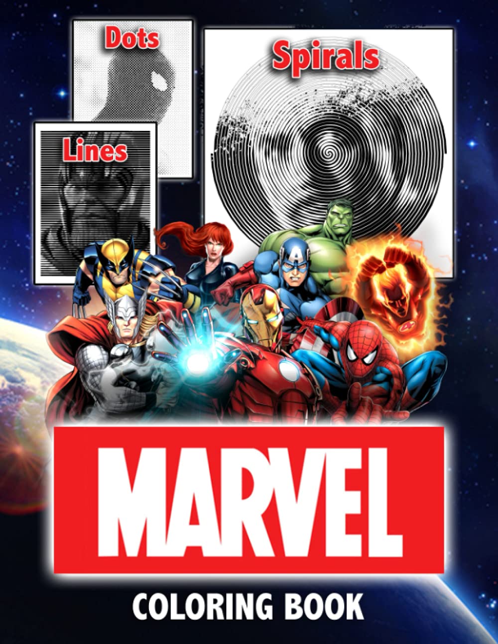 Marvel Dots Lines Spirals Coloring Book: Many Interesting Things For ...