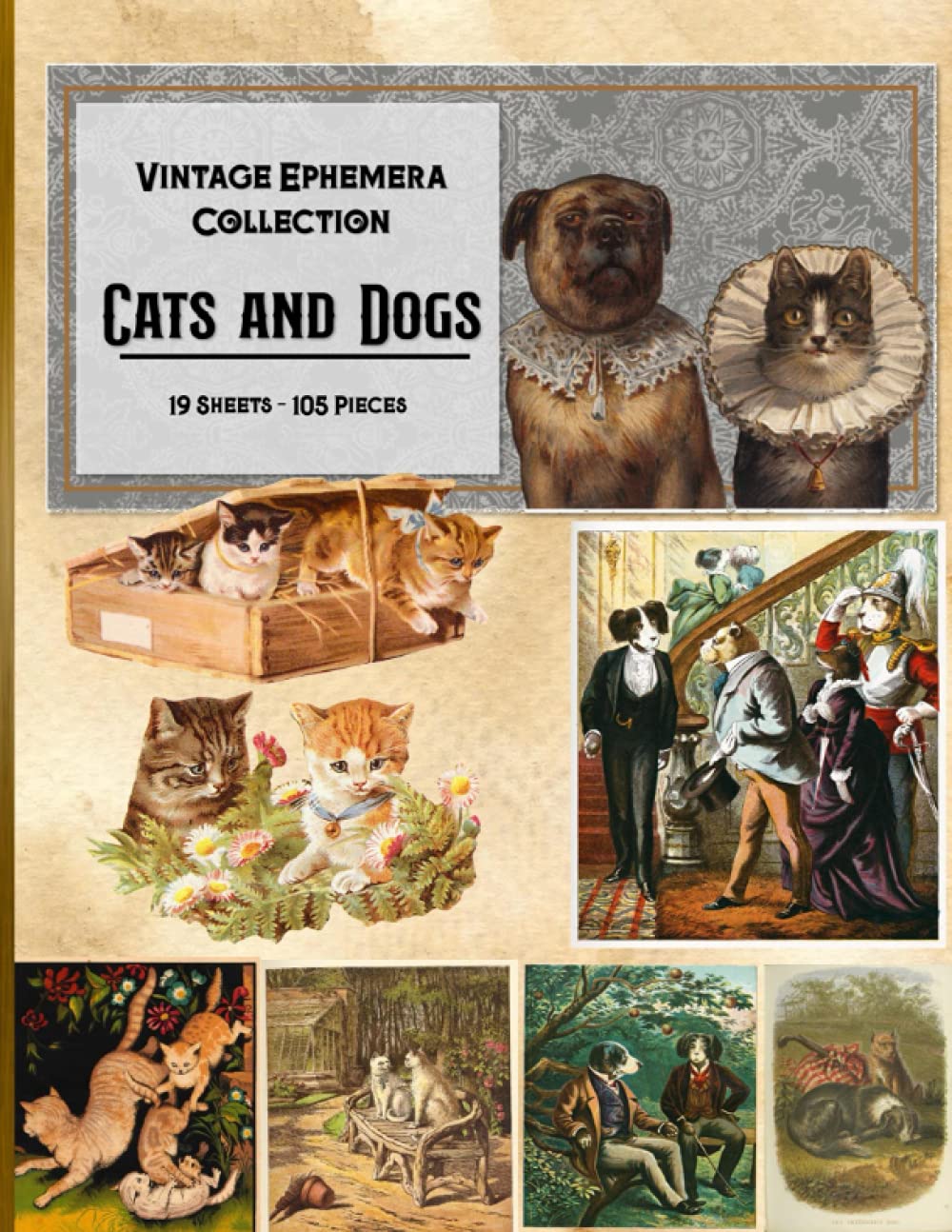 Cats and Dogs Vintage Ephemera Collection: 19 Sheets and 105 Pieces for ...
