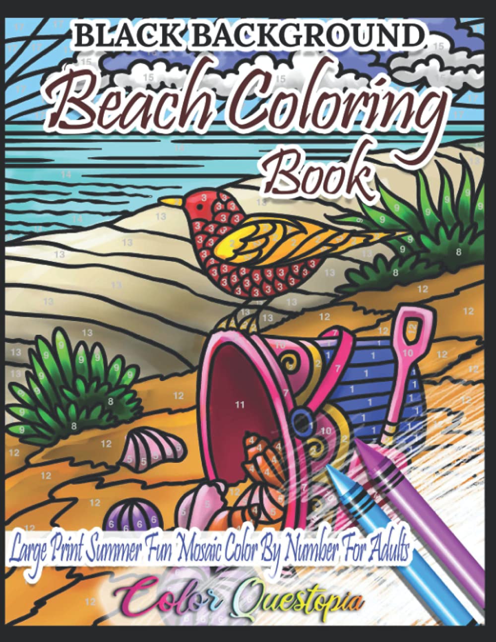 Beach Color By Number Coloring Book For Adults- Large Print Summer Fun ...