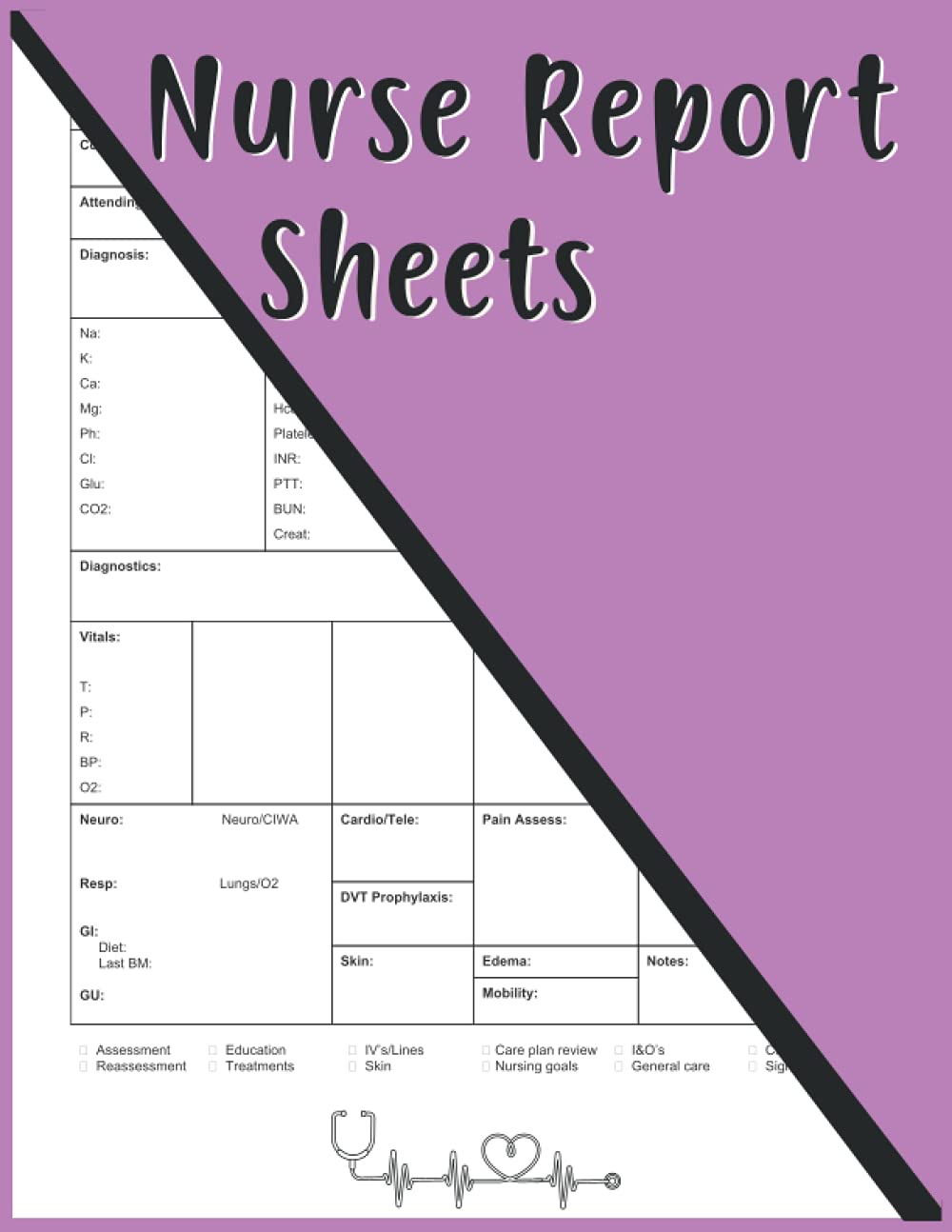 Nurse Report Sheets: Brain Nursing Report Sheet Notebook for Organizing ...