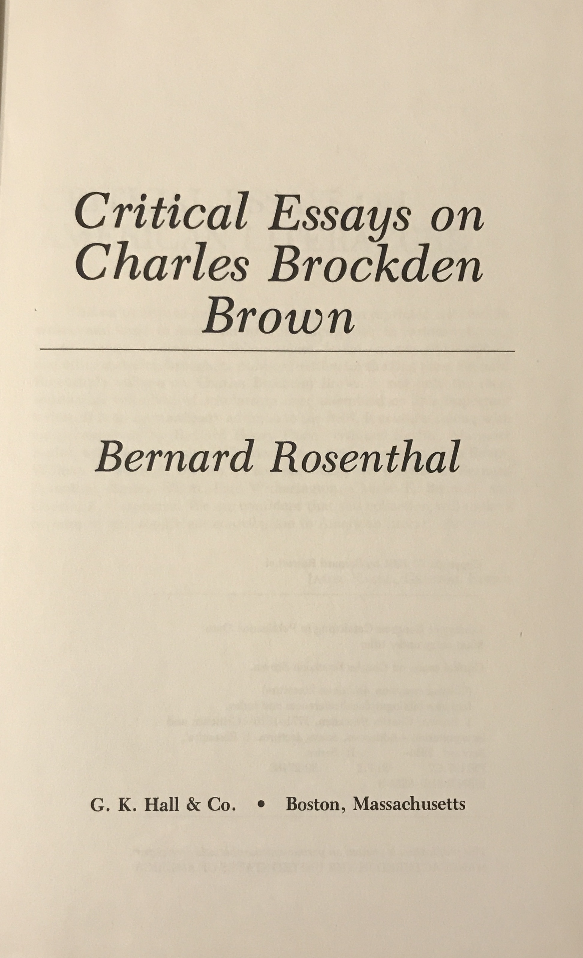 Critical essays on Charles Brockden Brown by Bernard Rosenthal | Goodreads
