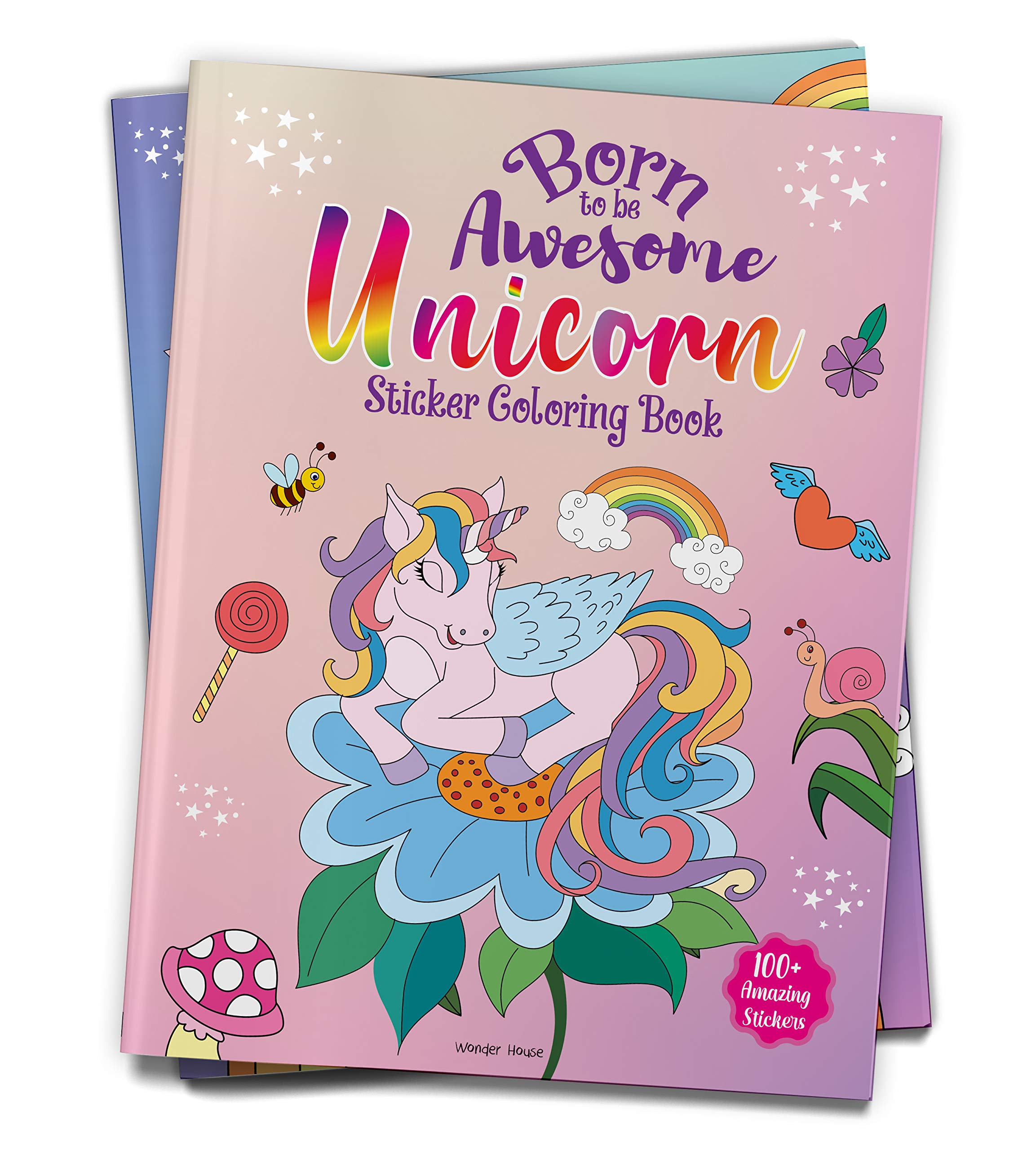 Born To Be Awesome Unicorn - Sticker Coloring Book With 100+ Stickers ...