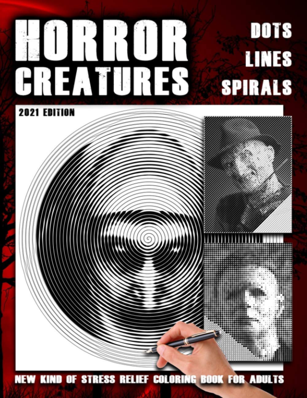Horror Creatures Dots Lines Spirals Coloring Book 2021 Edition New 