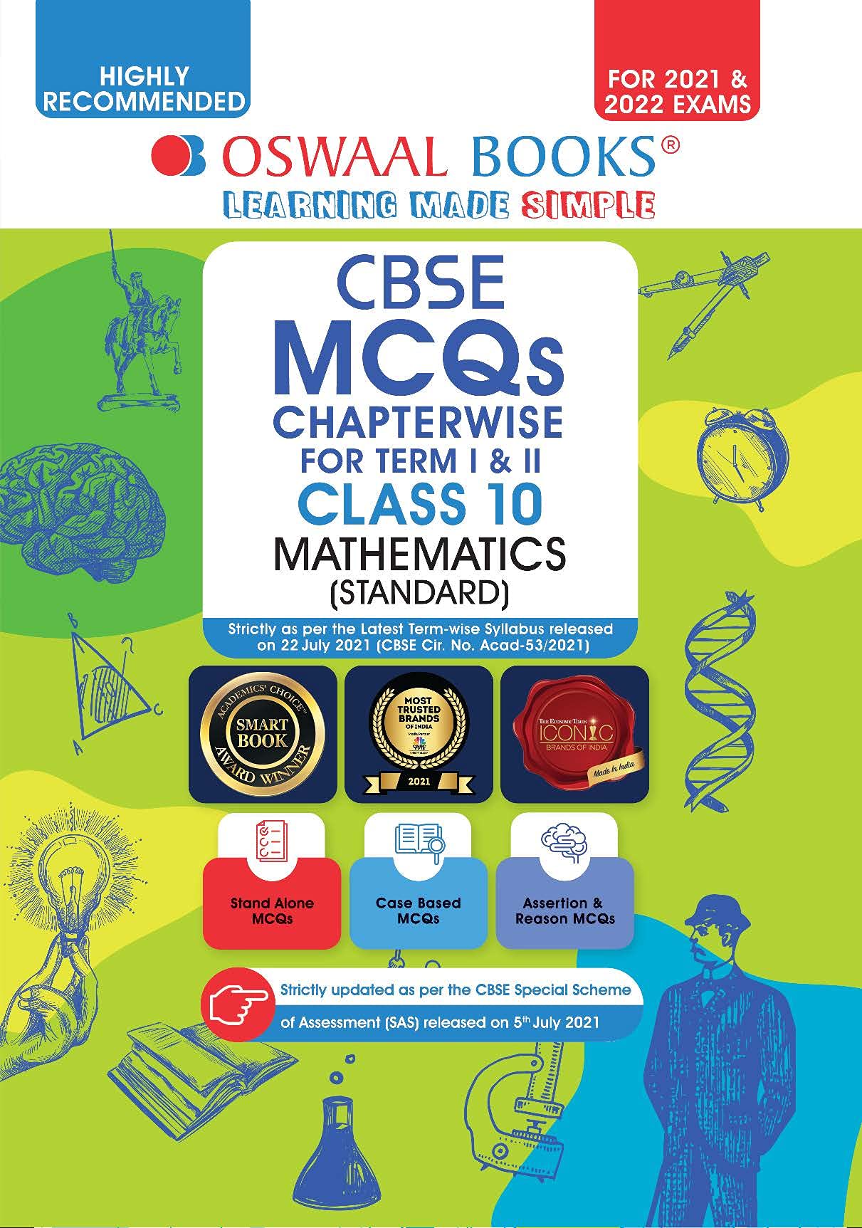 Oswaal CBSE MCQs Chapterwise For Term I & II, Class 10, Mathematics ...