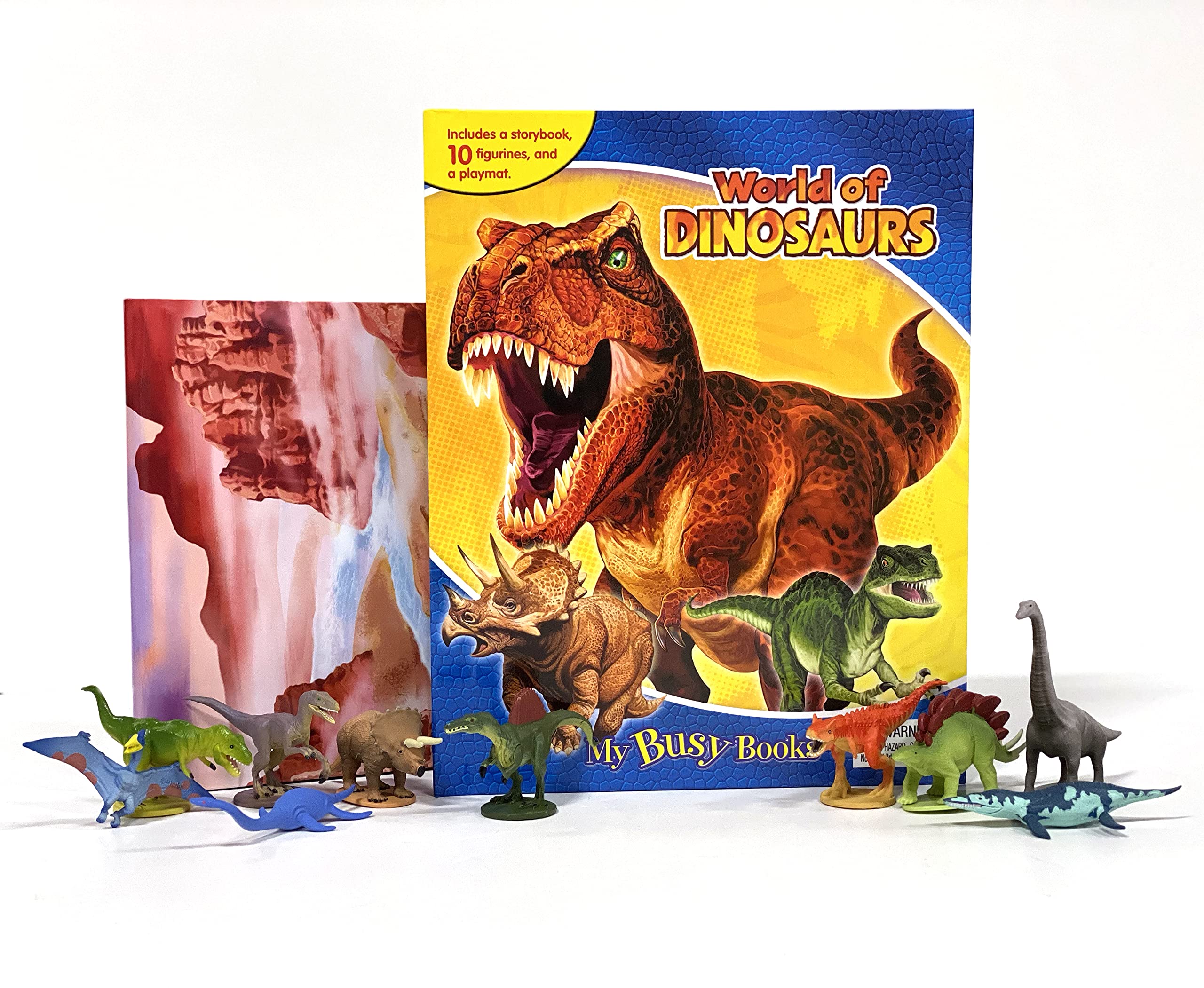 Phidal World of Dinosaurs My Busy Books - Storybook, 10 figurines ...