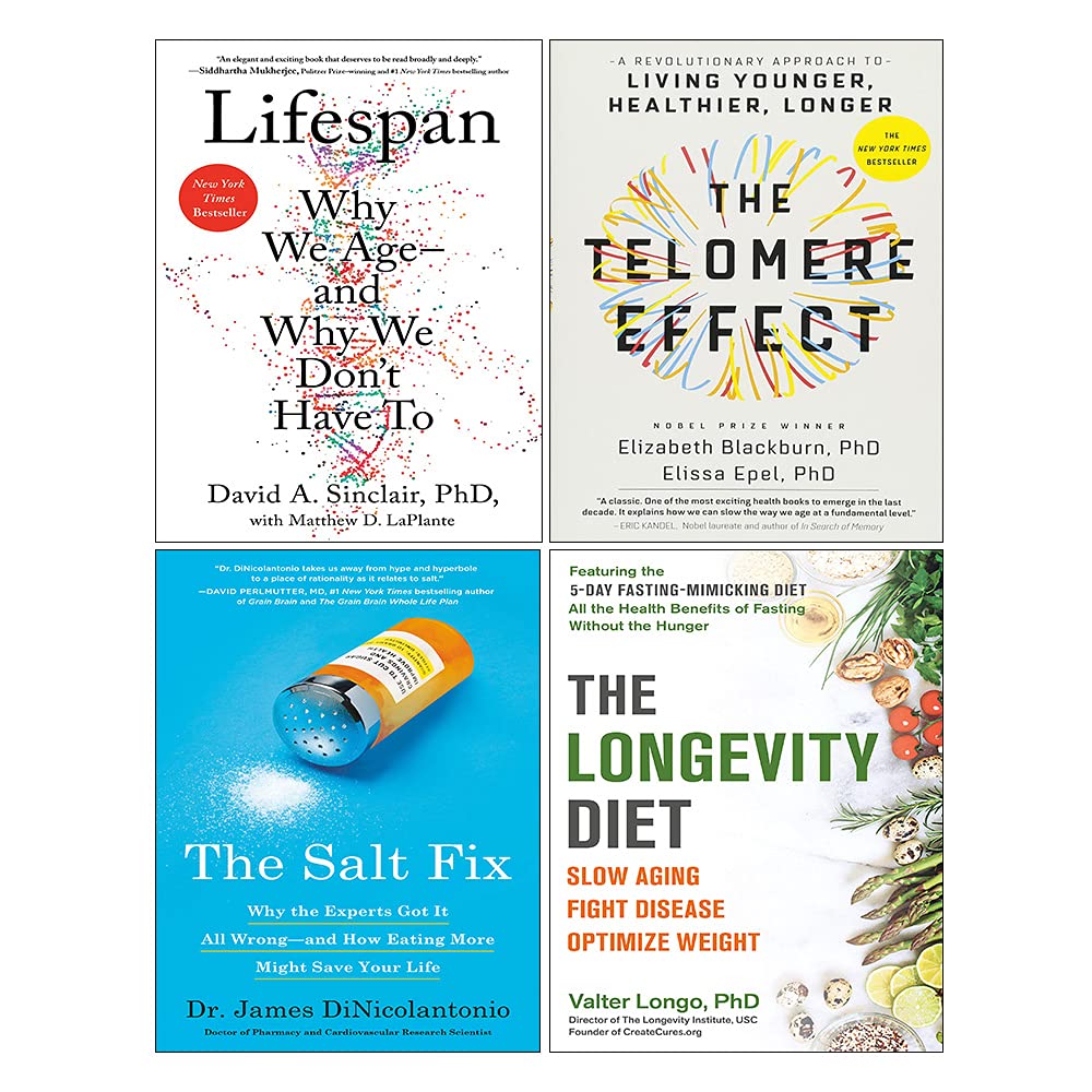 The Longevity Diet, Lifespan [Hardcover], The Telomere Effect, The Salt ...