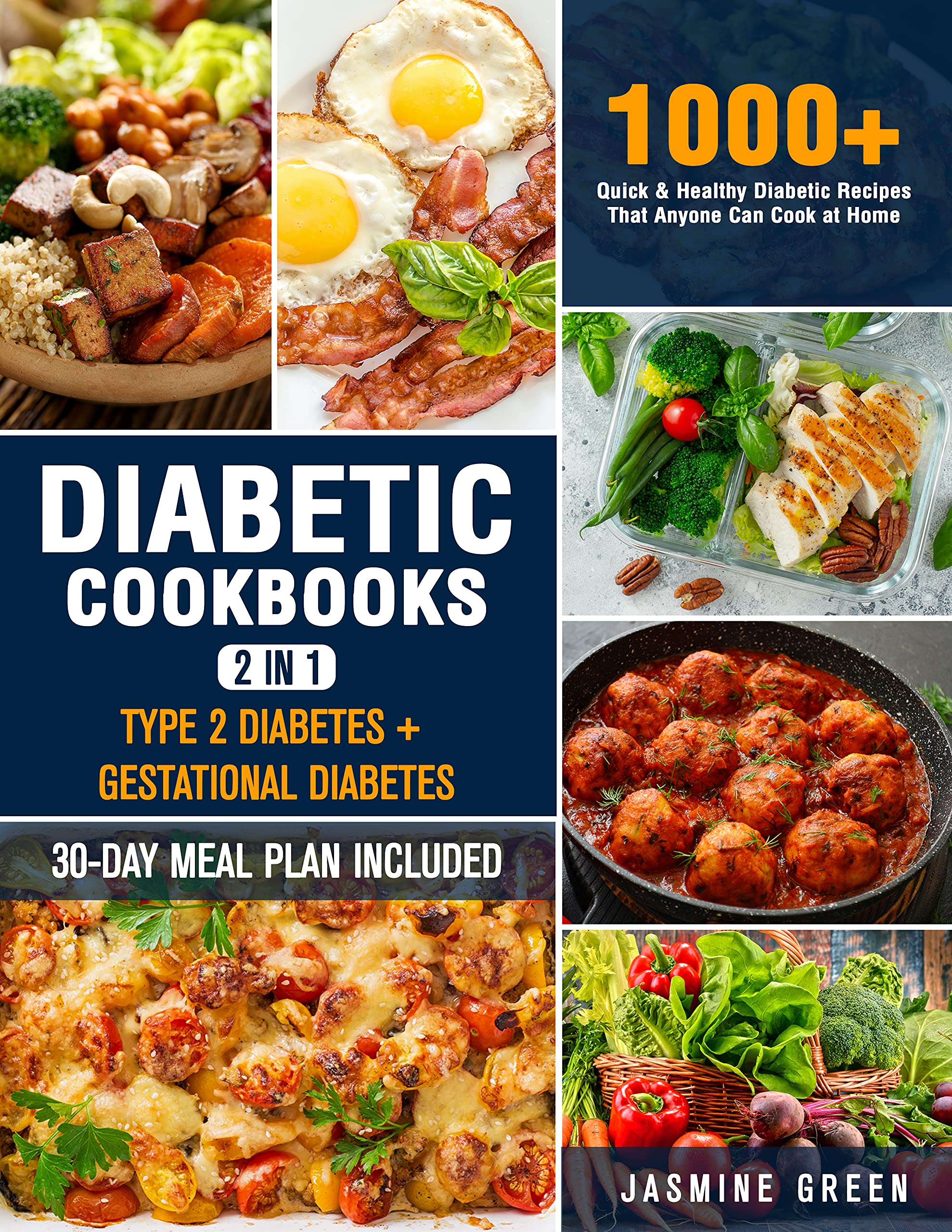 Diabetic Cookbooks 2 in 1: Type 2 Diabetes + Gestational Diabetes: 1000 ...